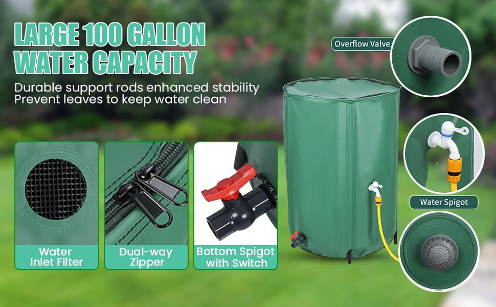 SUSUchens 100 Gallon Collapsible Rain Barrel,Portable Water Storage ...