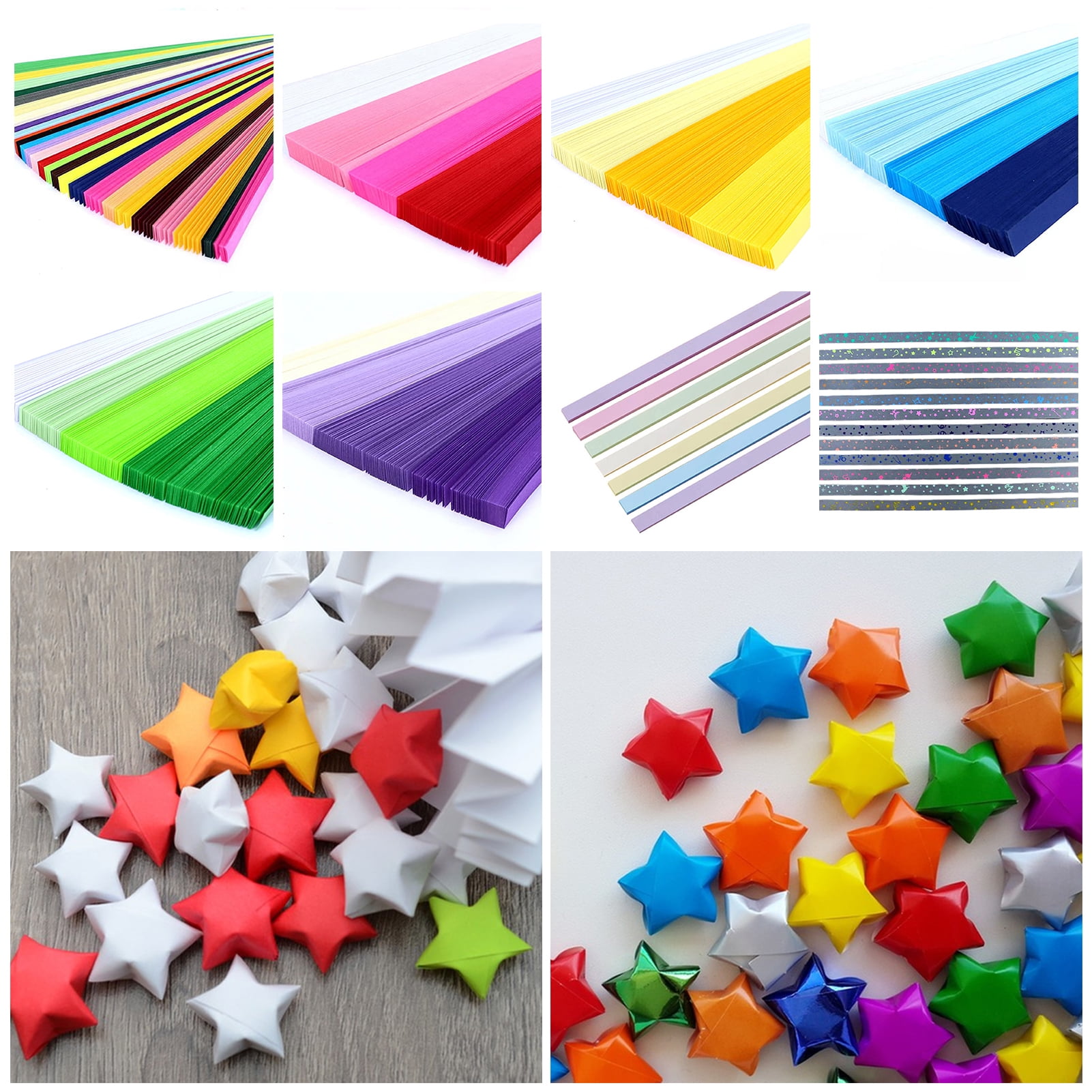 SUSUchens 1080pcs Origami Star Lucky Star Paper Strips Solid Color ...