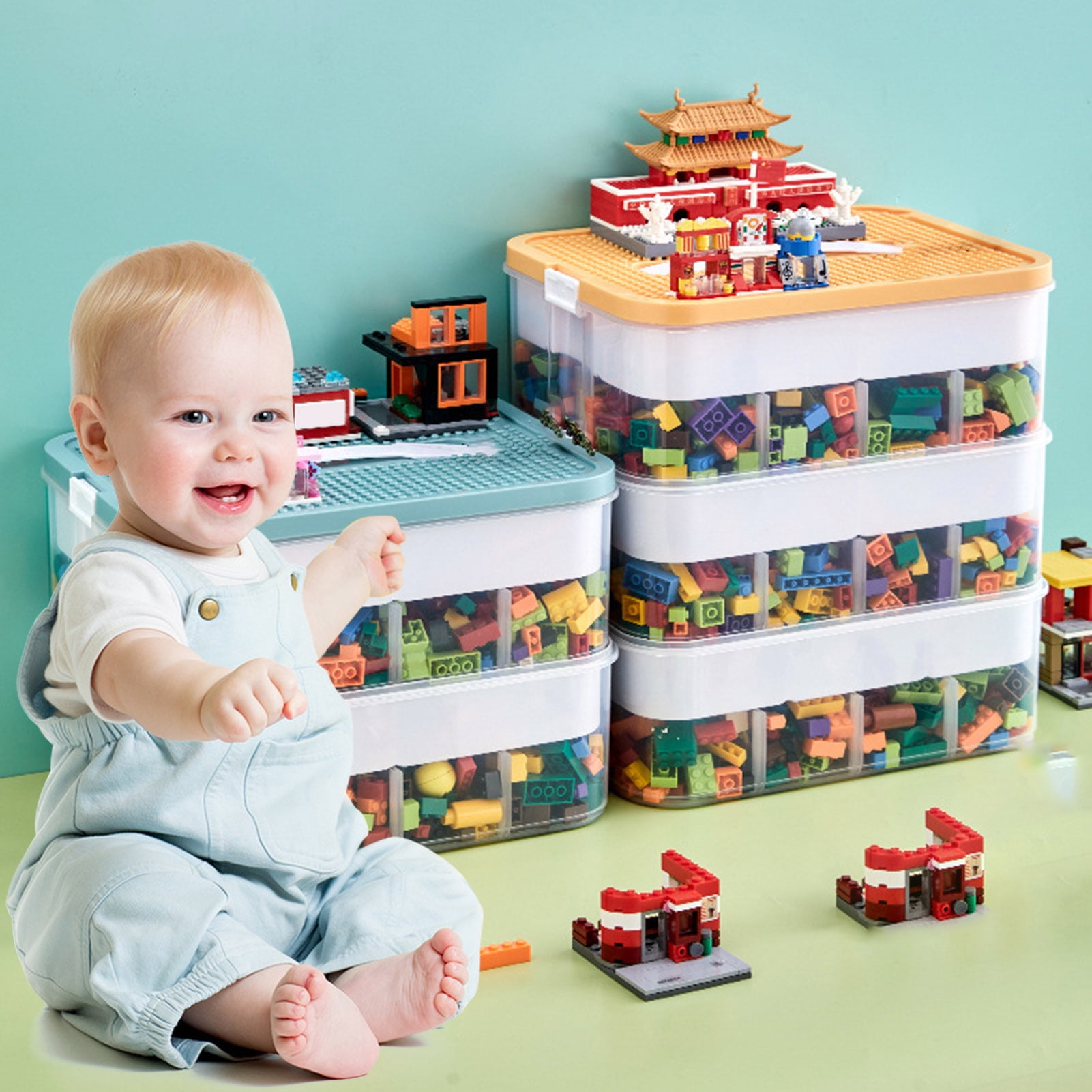 SUSUchens 12L Toy Storage Box Large Capacity Multiple Compartments with ...