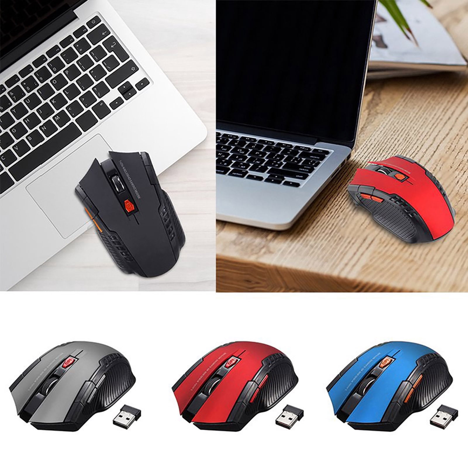 SUSUchens 2.4G Wireless 6 Keys 1600DPI Auto Sleep Optical Gaming Mouse ...