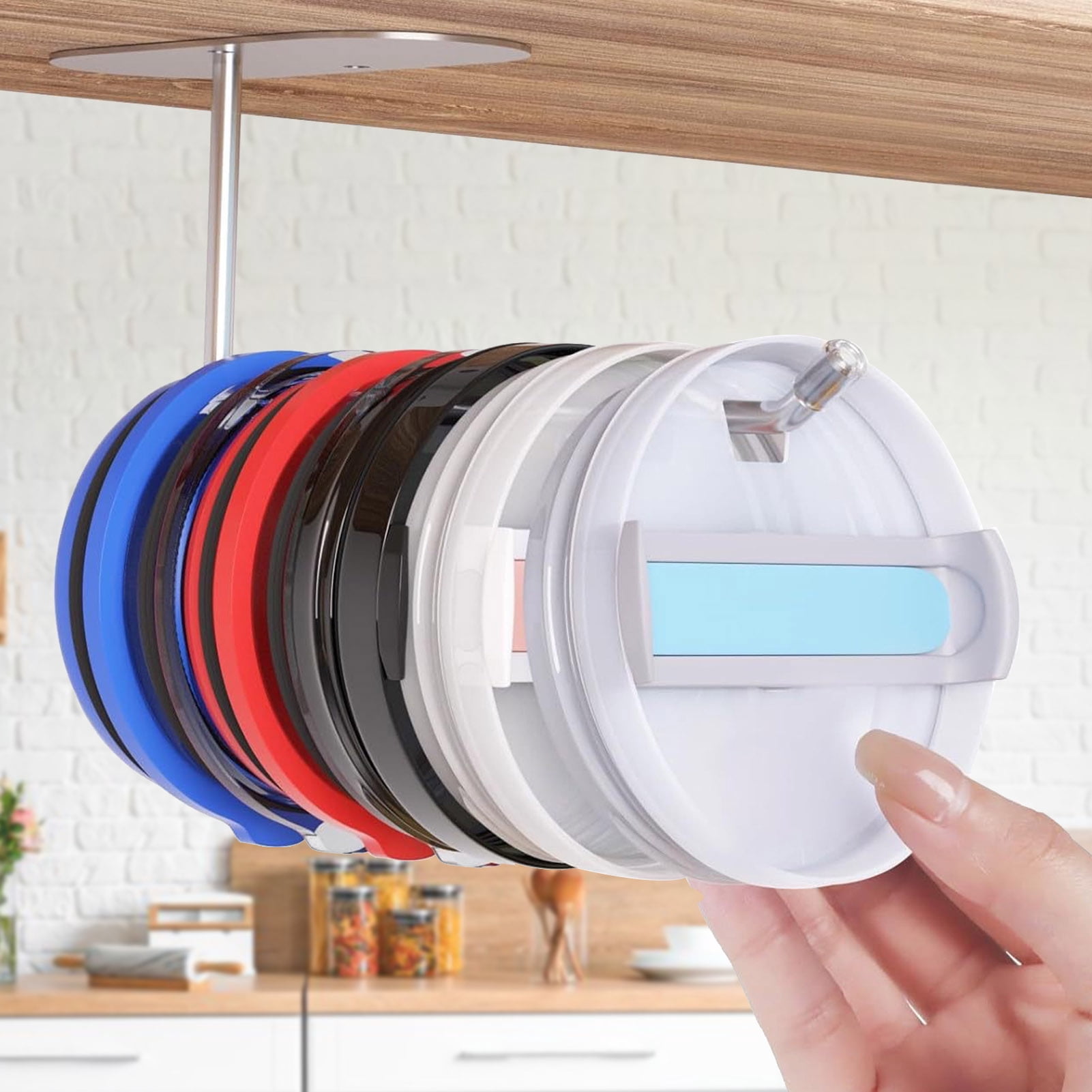 SUSUchens 2 Pcs Tumbler Lid Organizer Horizontal with Sticky Tape Anti ...