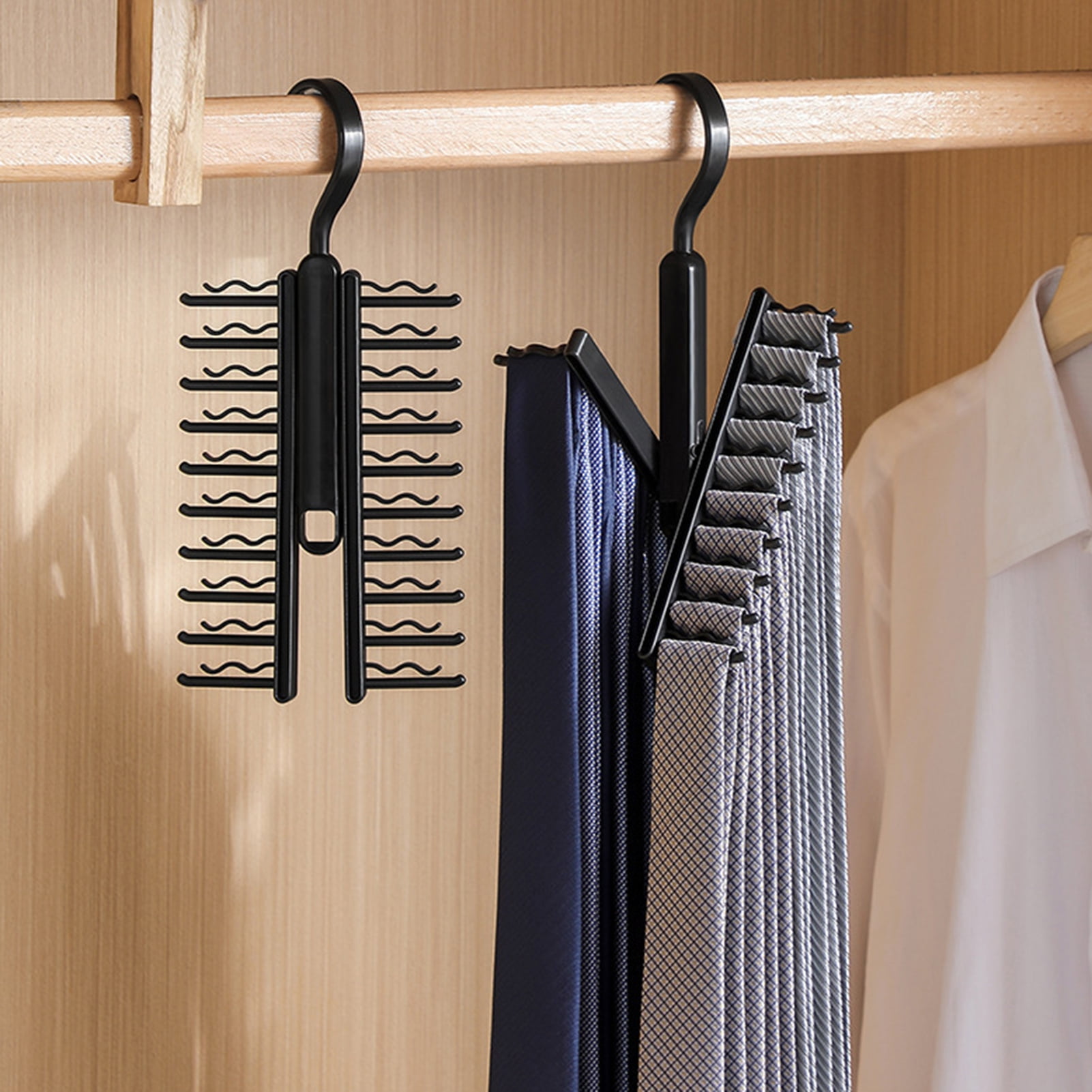 SUSUchens 20 Row Tie Rack 360 Degree Rotating Adjustable Tie Belt ...