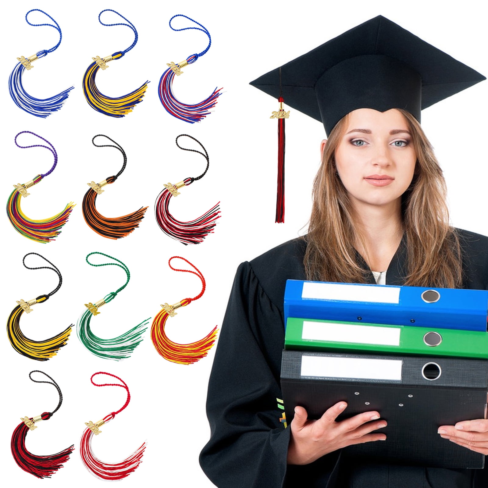 SUSUchens 2024 Golden Charm Graduation Tassel Bright Colors Adult Kids ...