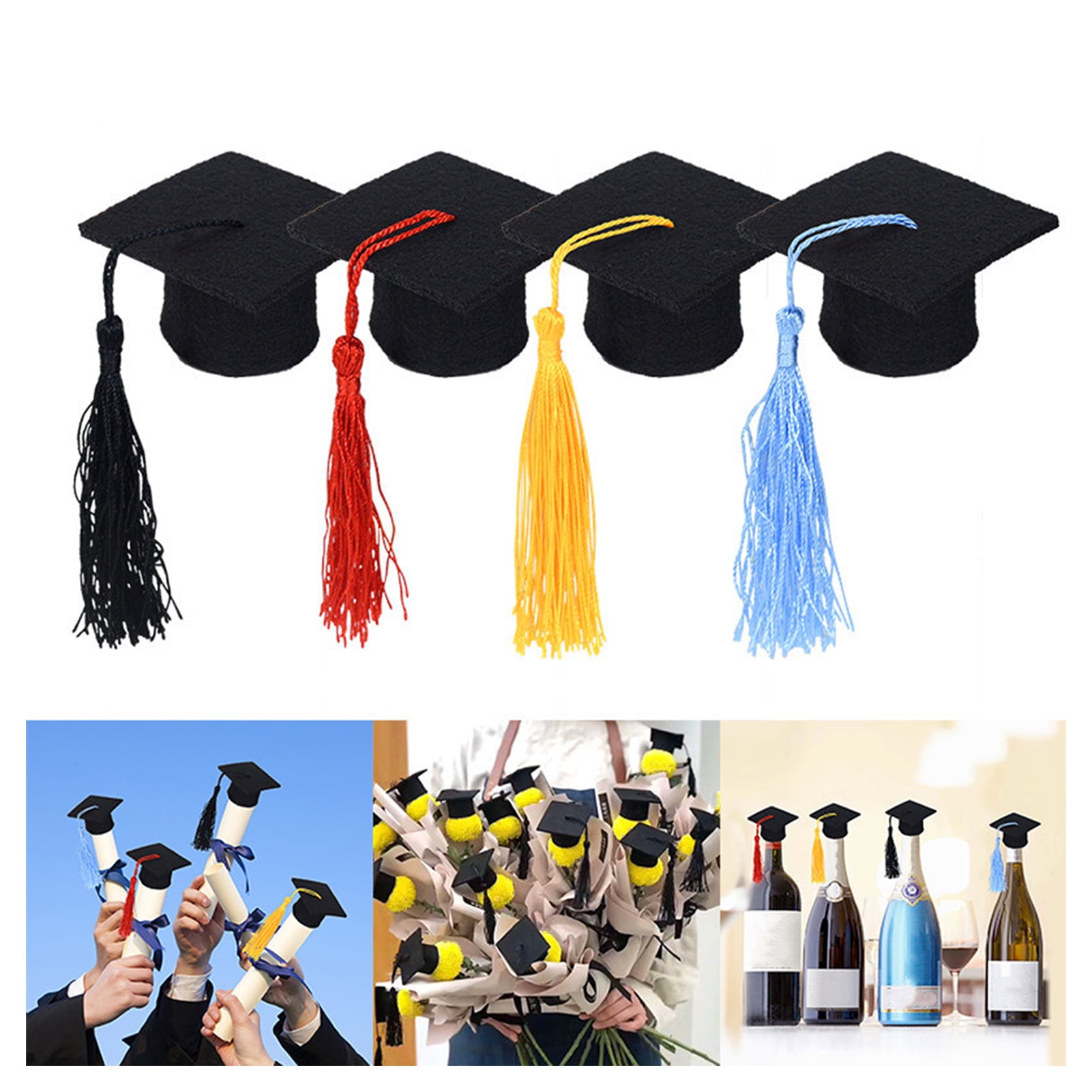 SUSUchens 20Pcs Felt Mini Graduation Bachelor Hat with Tassels ...