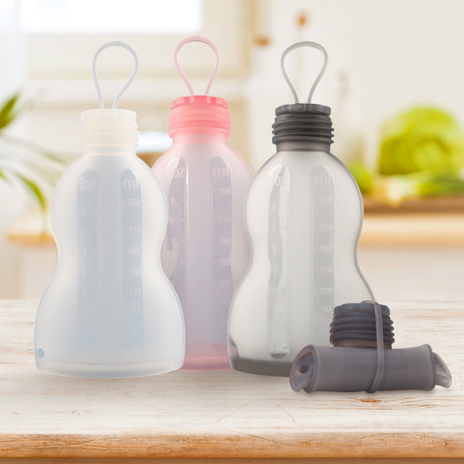 SUSUchens 250ML Silicone Milk Storage Bag with Scale Clear Food Grade ...