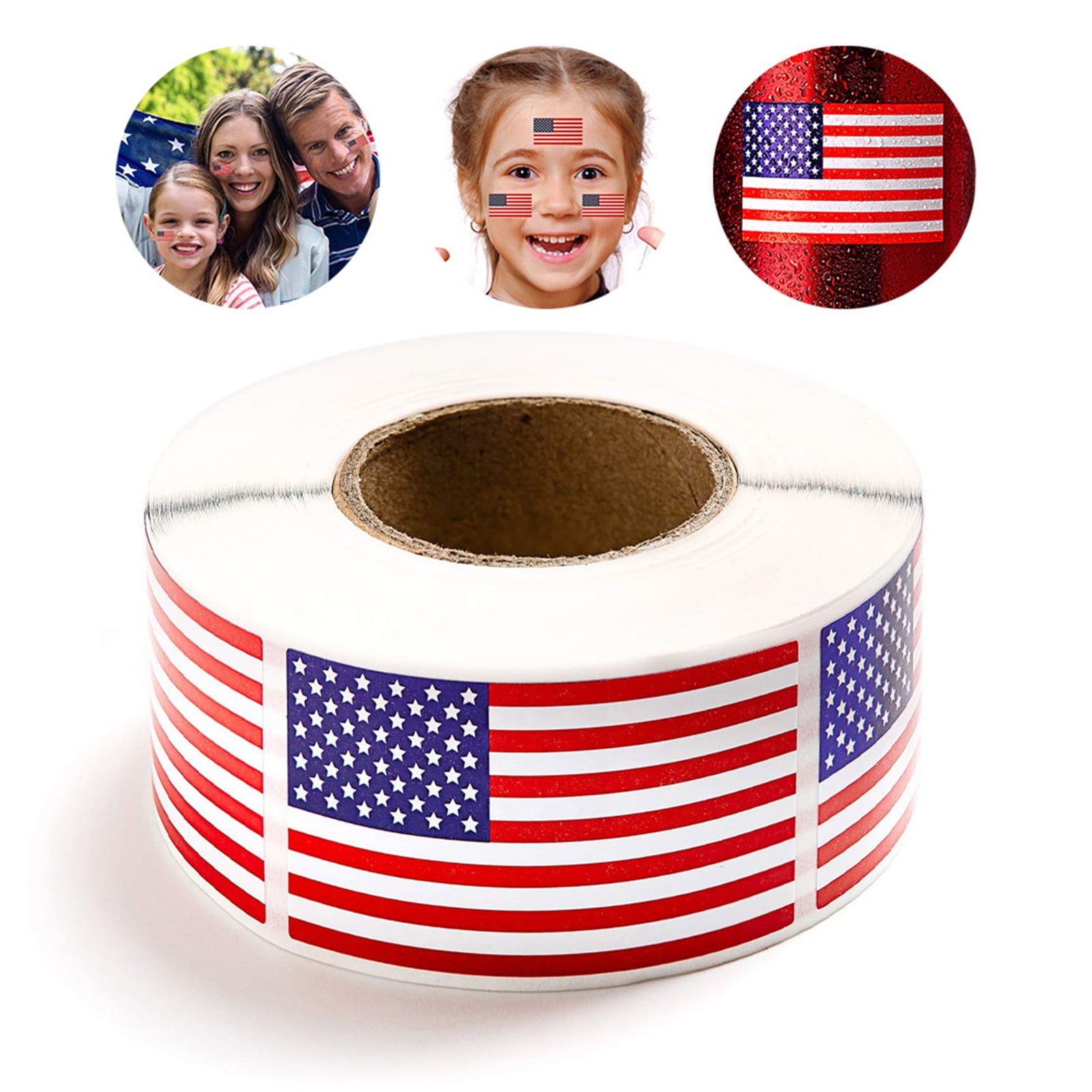 SUSUchens 250Pcs/Roll American Flag Stickers Blue Red White Striped ...