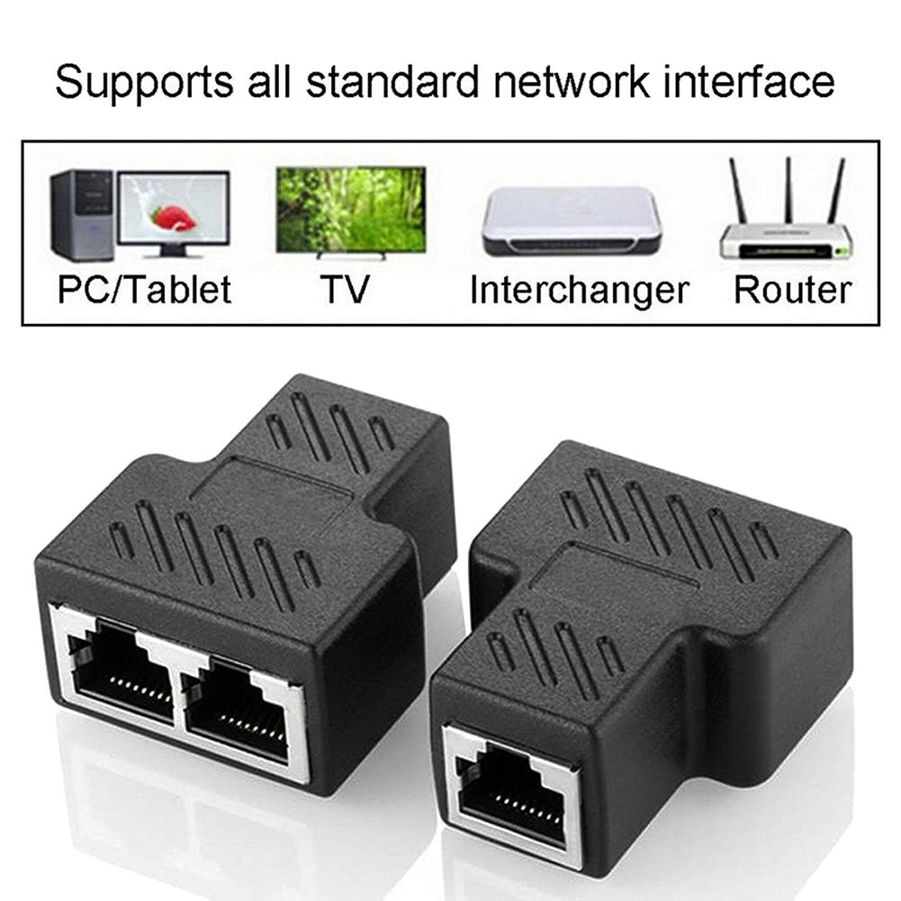 SUSUchens 2Pcs 1 to 2 LAN Ethernet Network Cable RJ45 Female Splitter ...