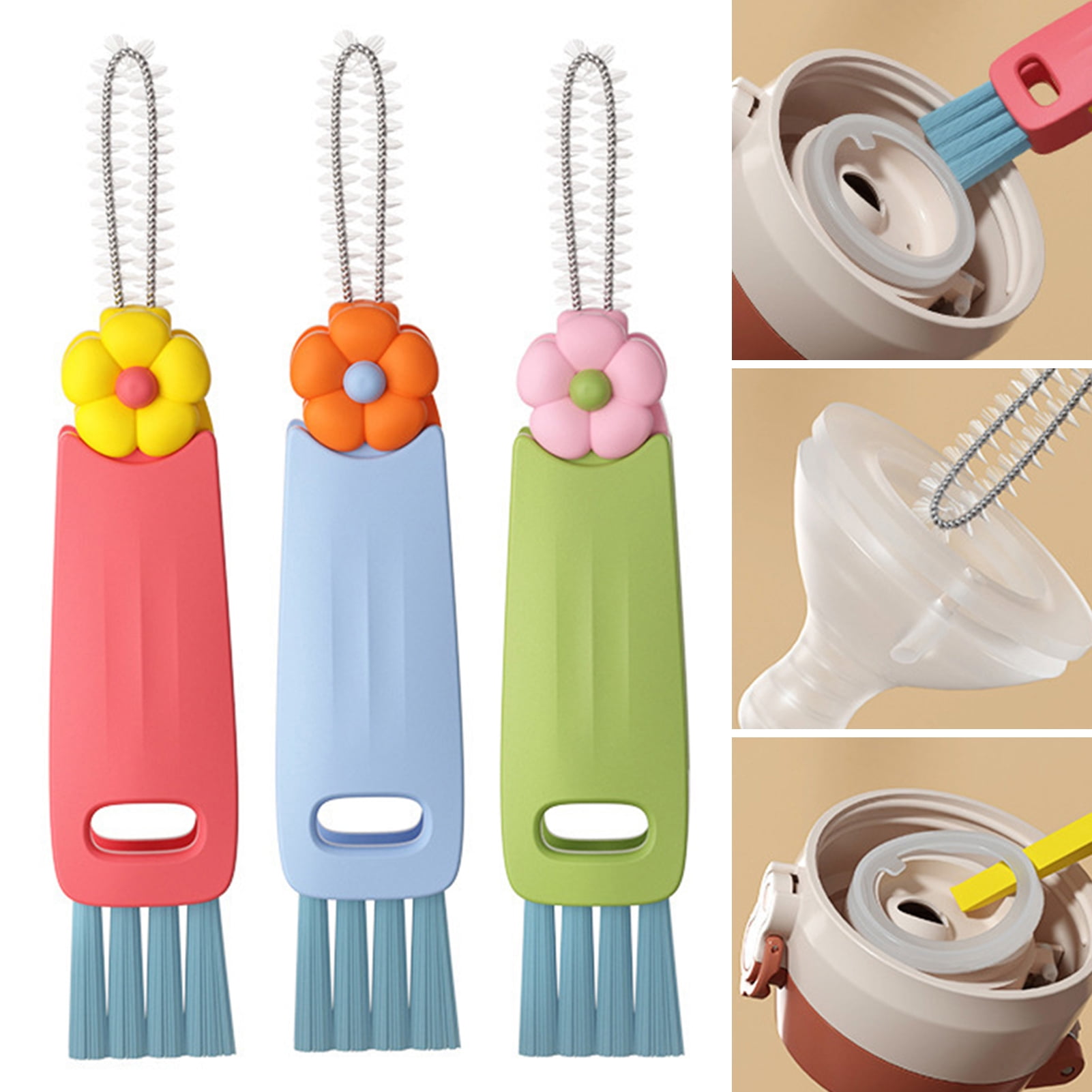 SUSUchens 3-in-1 Cup Lid Cleaning Brush Stiff Bristle Design ...