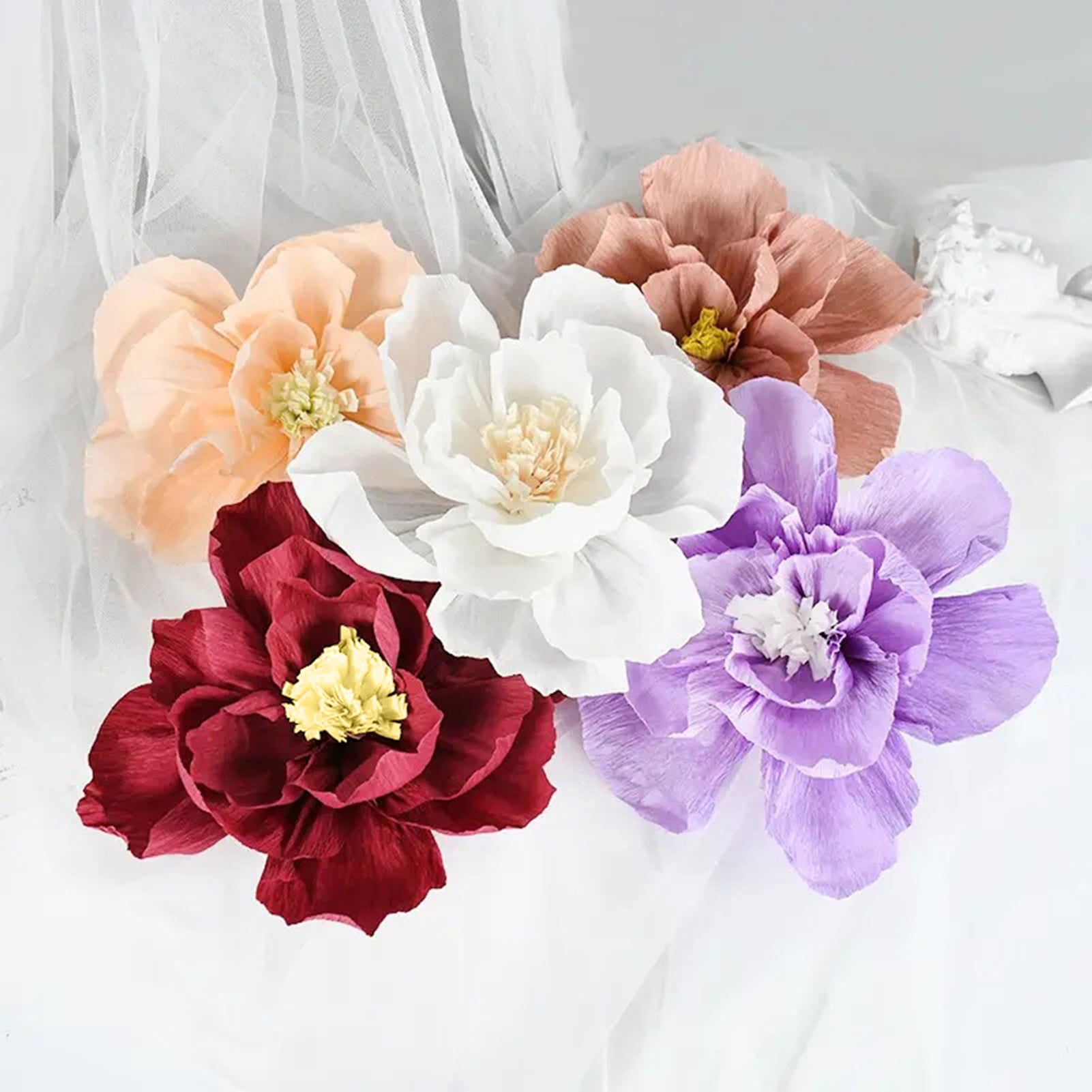 SUSUchens 3Pcs Crepe Paper Flowers 3D Visual Effects Realistic Create ...