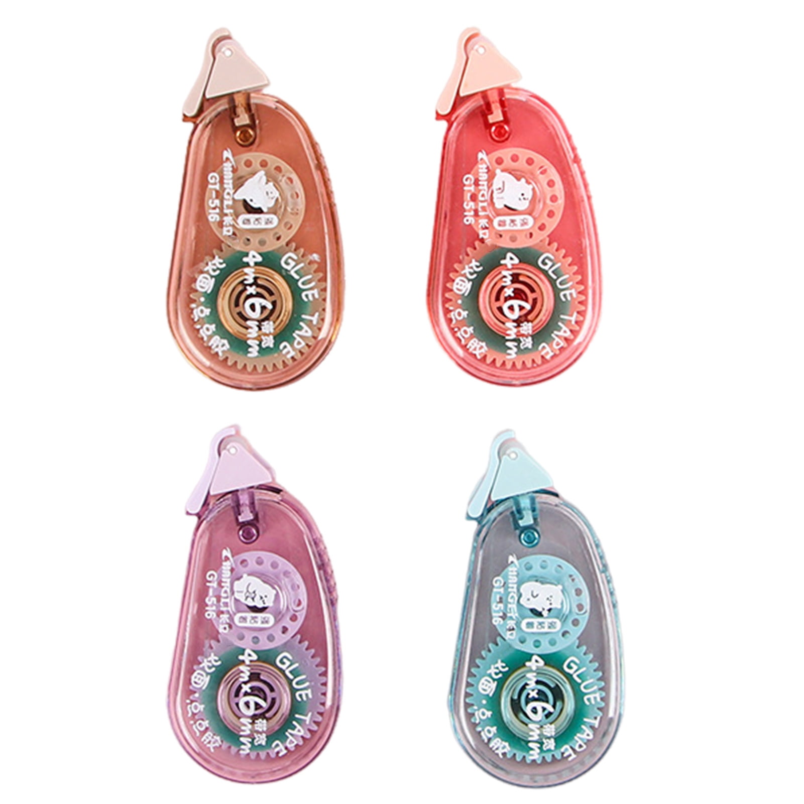 SUSUchens 4Pcs Double-Sided Tape Roller Rich Color Cartoon Pattern Compact Size Portable ...