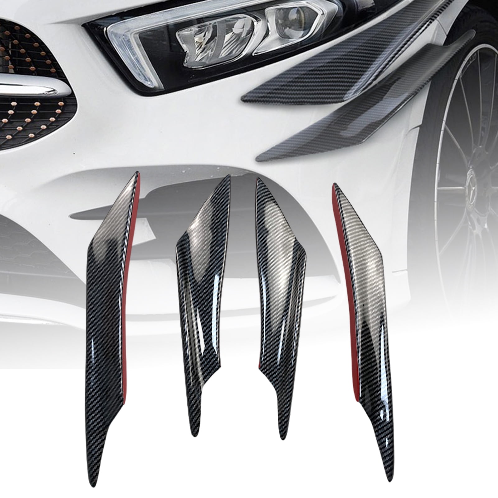 Taosunzt 4Pcs Rear Bumper Diffuser Anti-crash Carbon Fiber Universal ...