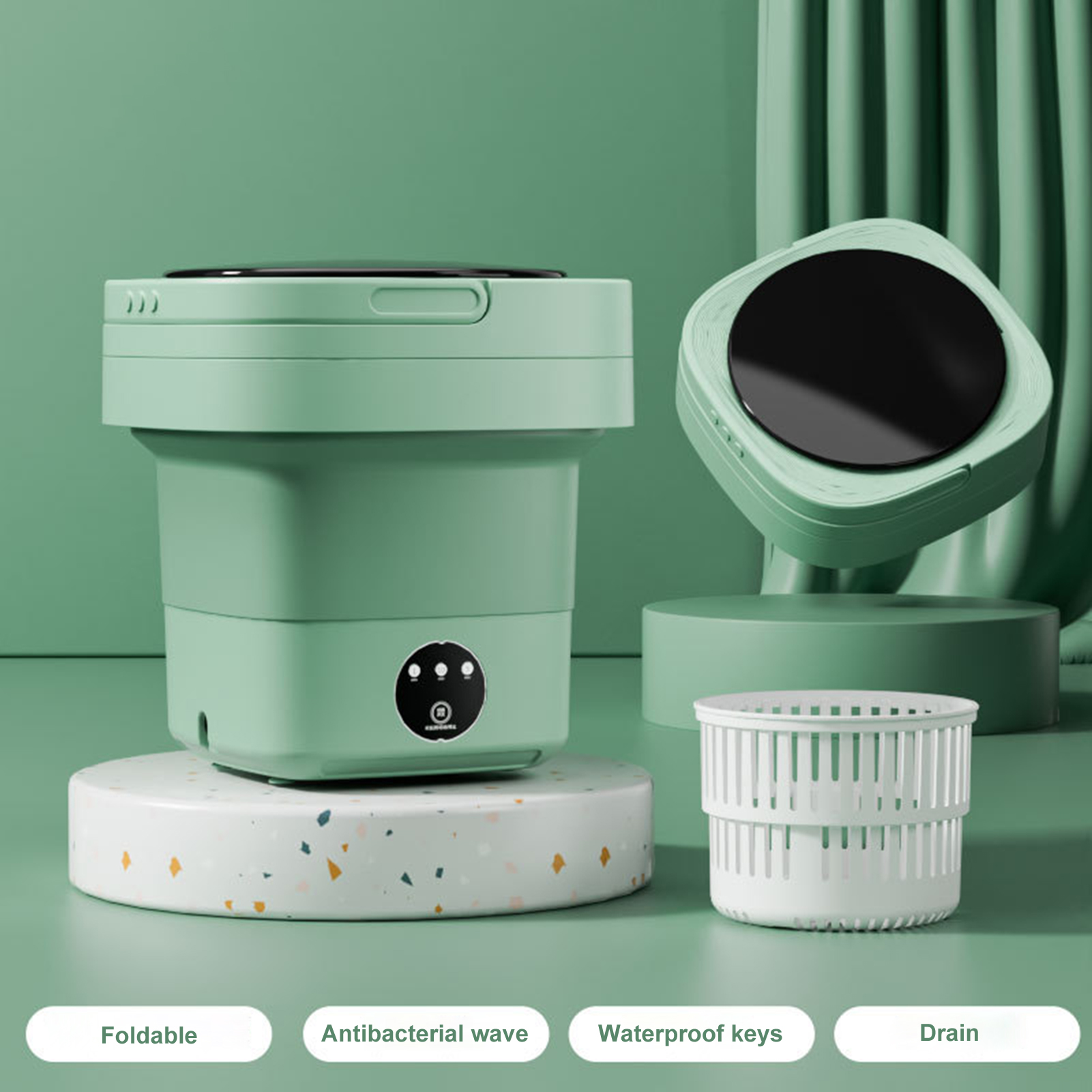 SUSUchens 6.5L Portable Washing Machine Foldable Detachable Drain ...