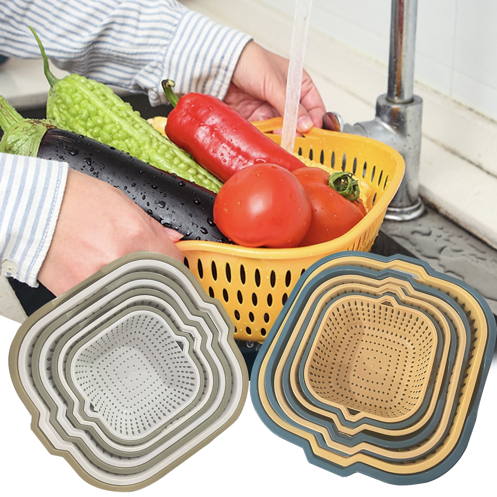 SUSUchens 8 Pcs Kitchen Draining Bowl Hollow Out Quick Drainage with ...