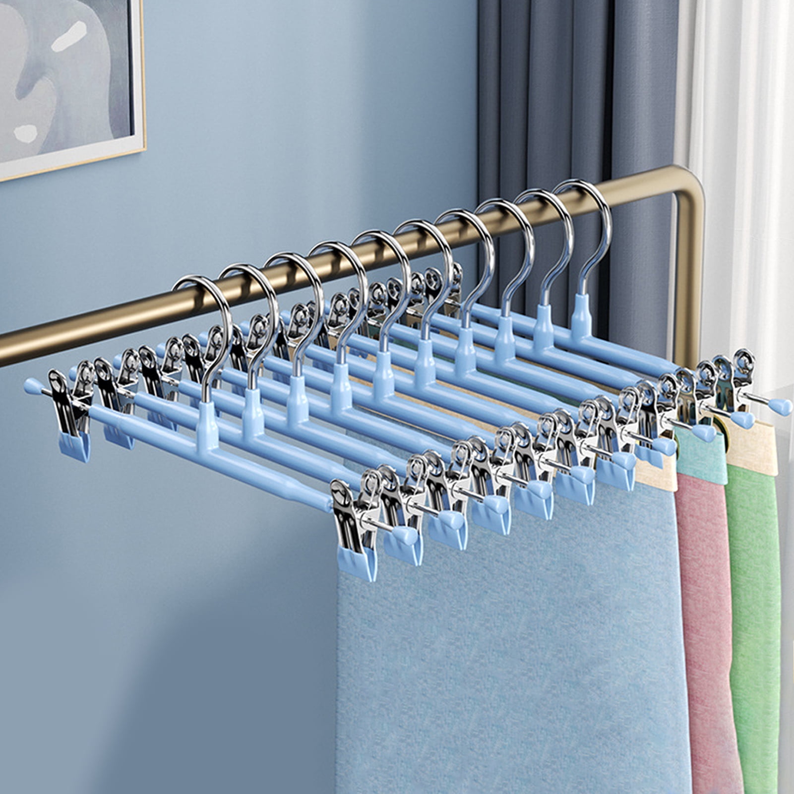 SUSUchens 8Pcs Trouser Hangers Adjustable Non-Slip Space Saving with ...