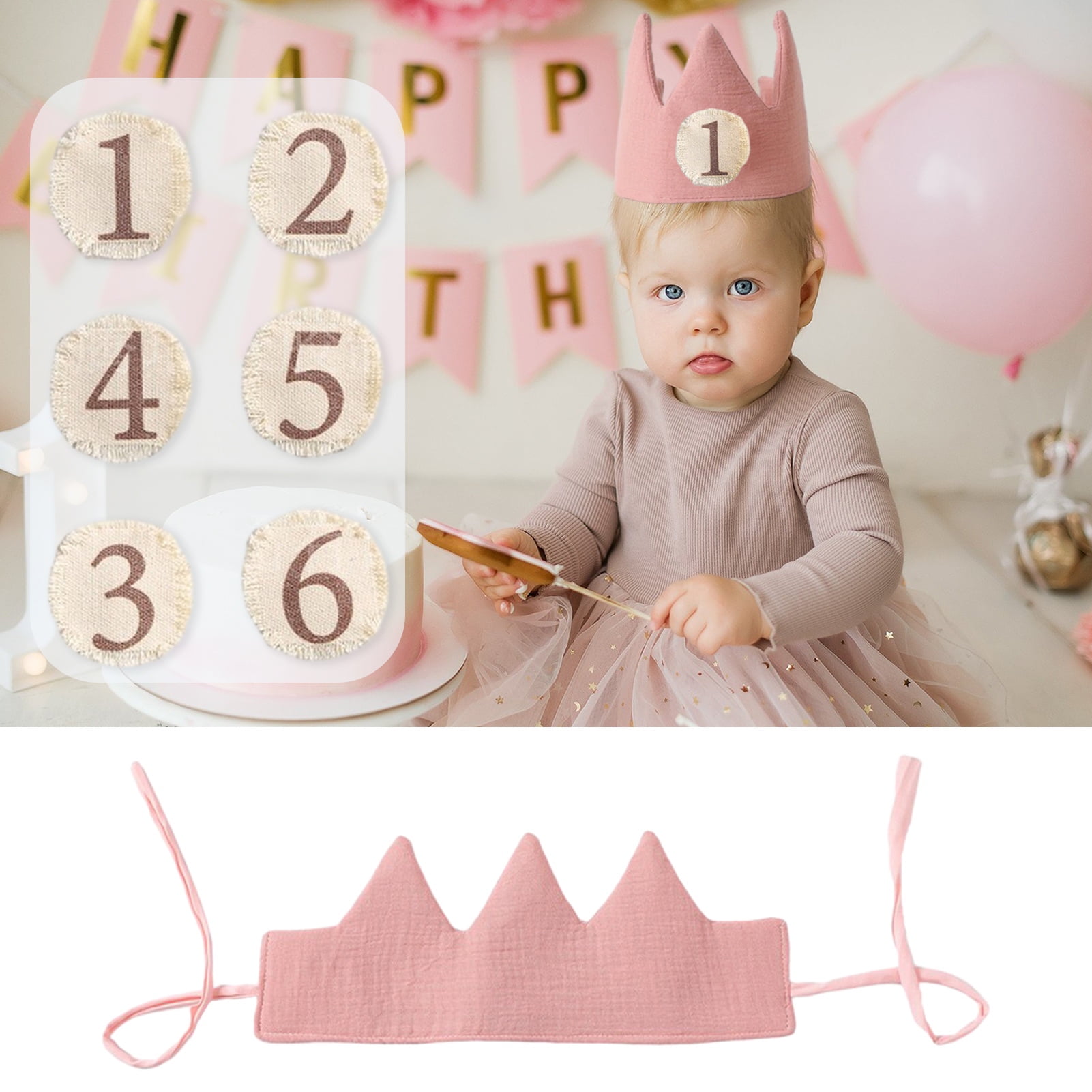 SUSUchens Baby Birthday Hat with 1-6 Number Sticker Adjustable Strap ...