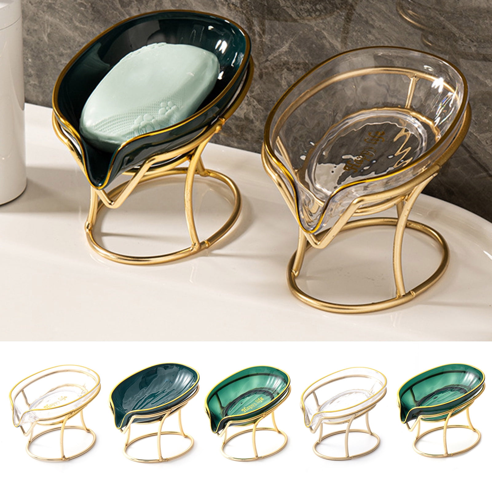 SUSUchens Bathroom Soap Dish with Metal Base Punch-Free Soap Draining ...