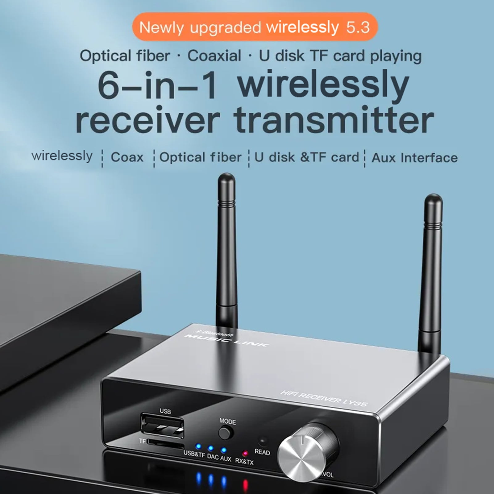 SUSUchens Bluetooth-compatible 5.3 Transmitter Receiver Dual Antennas ...
