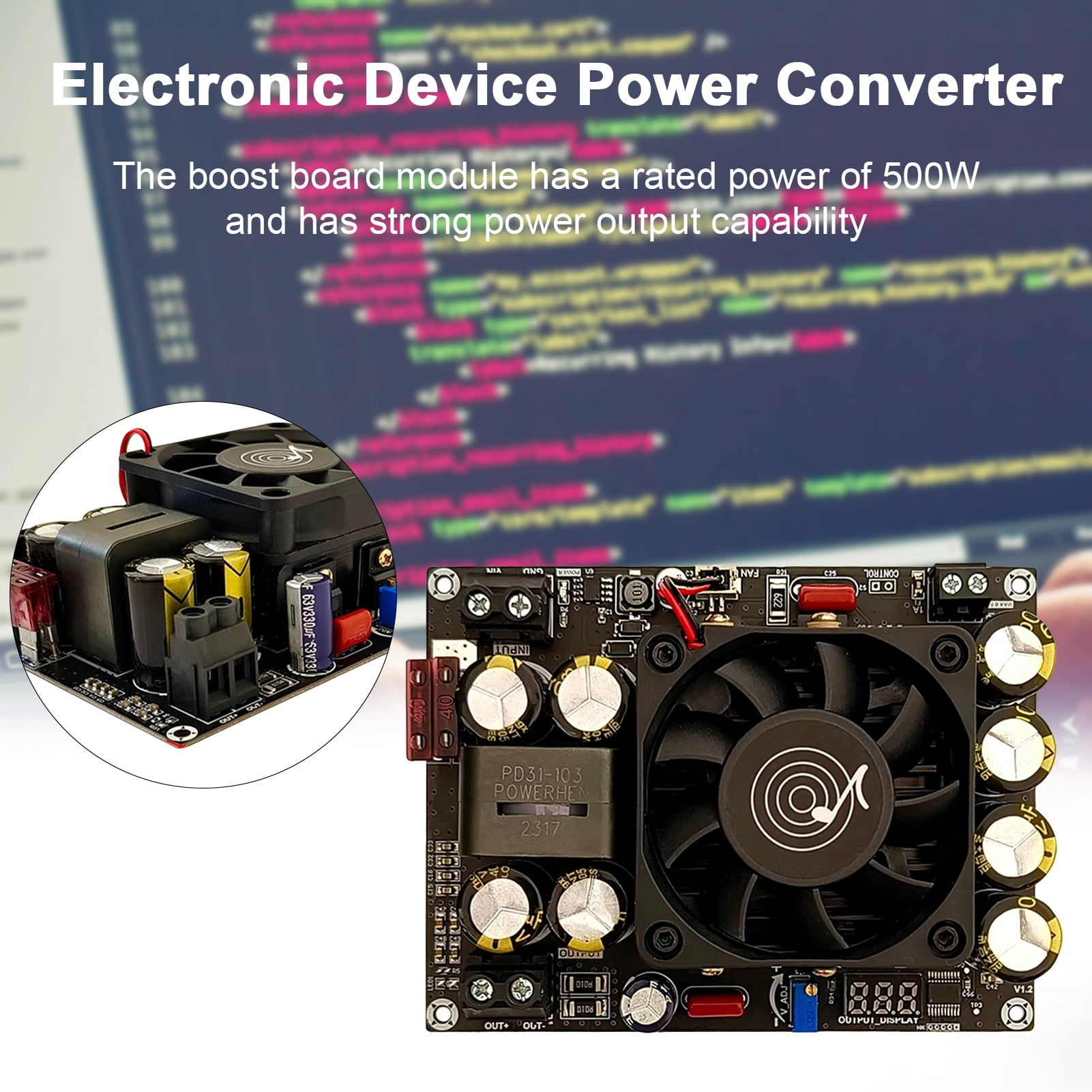 SUSUchens Power Supply Module with Voltmeter Heatsink Plate 500W 12V ...