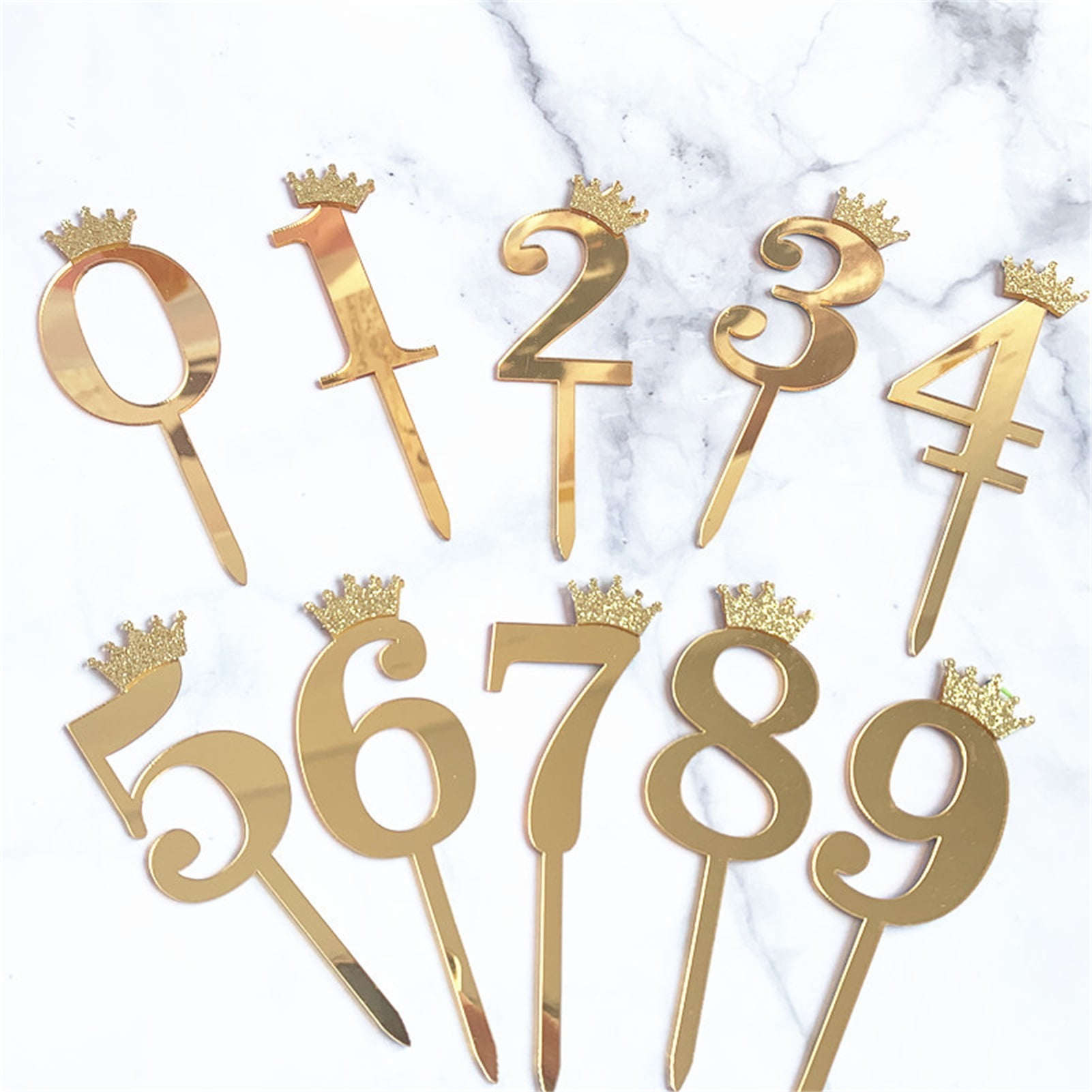 SUSUchens Cake Numeral Topper Crown Style Dazzling Acrylic Number Cake ...