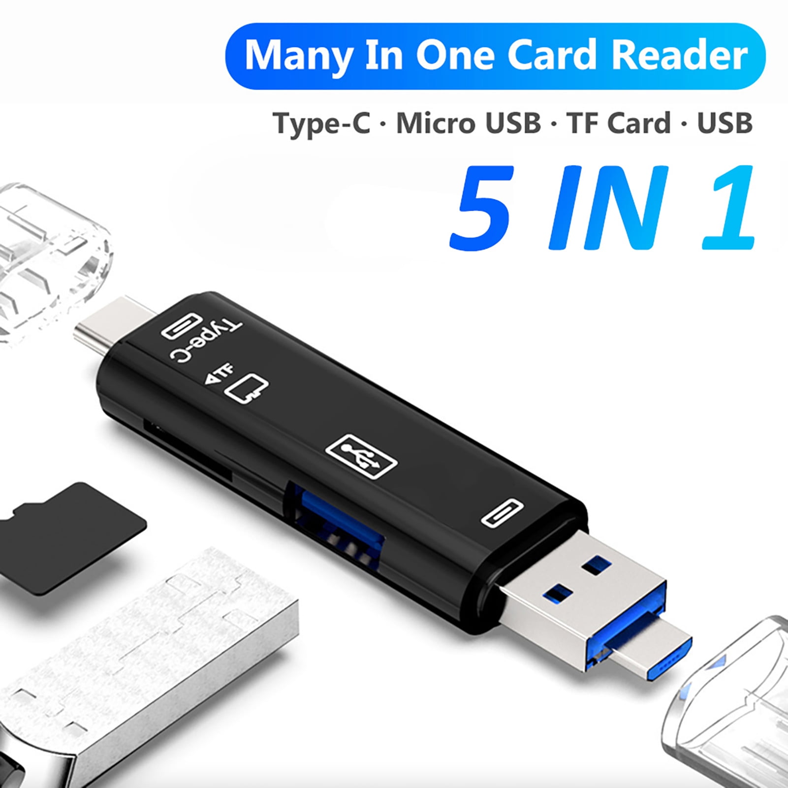 SUSUchens Card Reader Plug Play High Speed 5-In-1 USB 3.0 Type-C TF ...