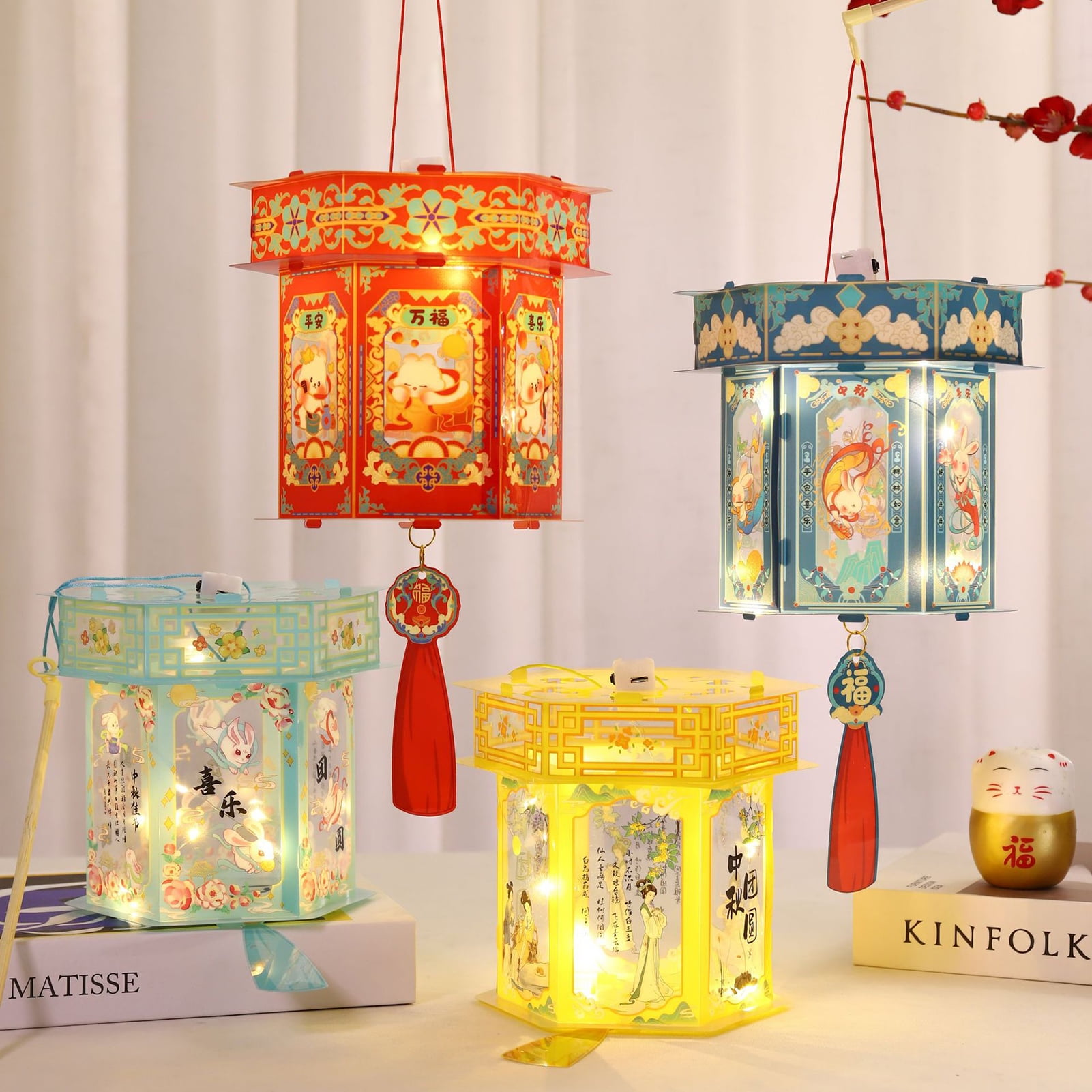 SUSUchens Chinese Style Lantern DIY Lantern Kit Handmade Colorful LED ...