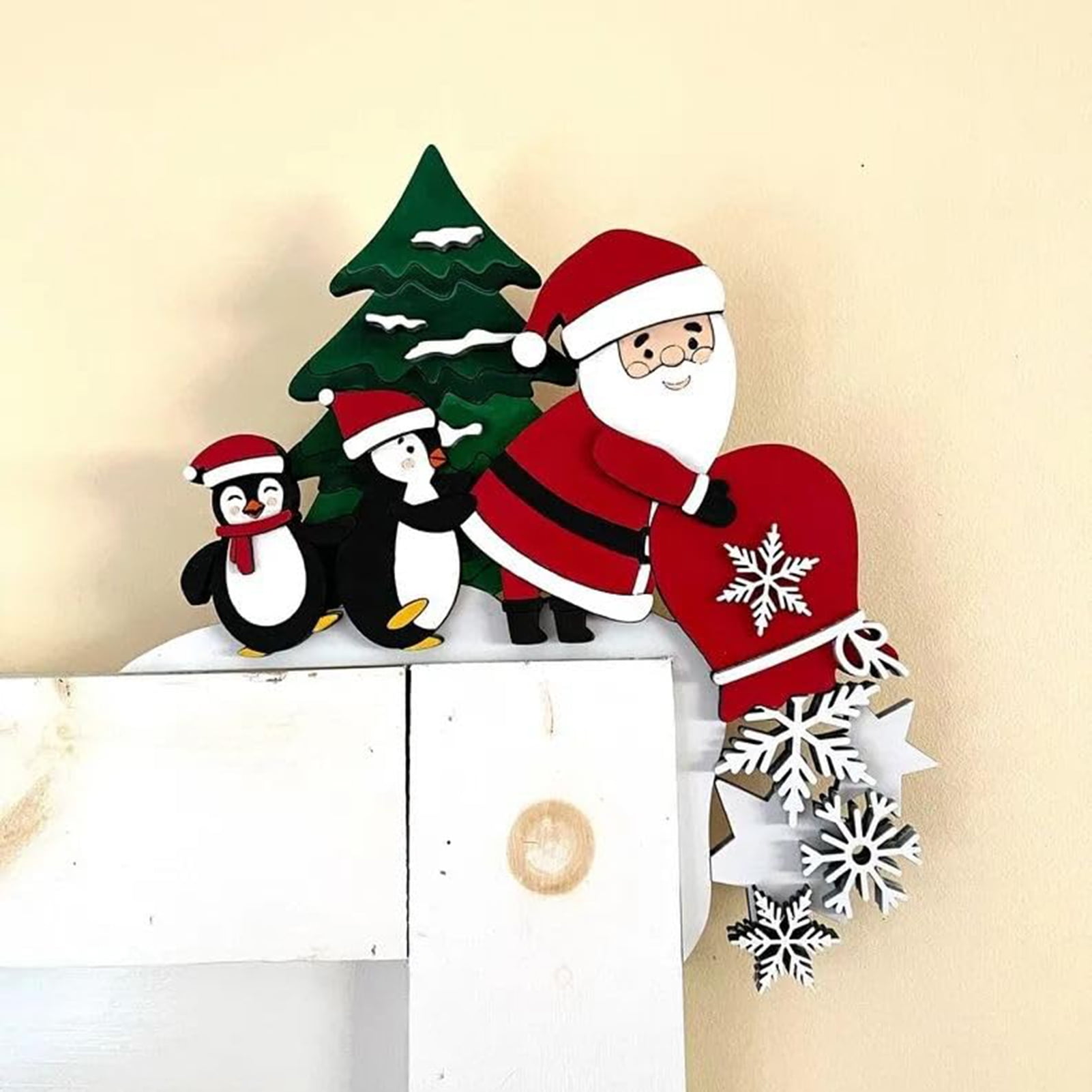 SUSUchens Christmas Door Topper Decoration Snowman Santa Claus Reindeer ...