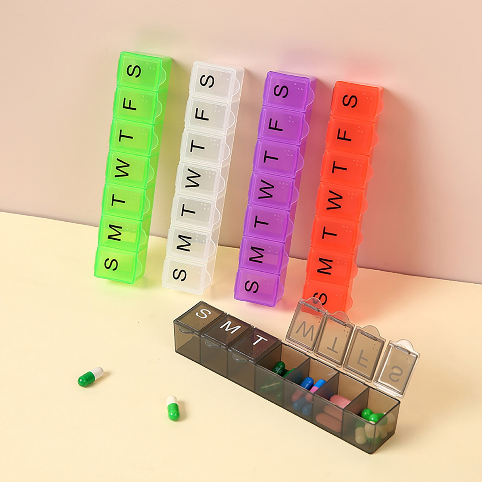SUSUchens Compartmented Pill Box 7 Grids Weekly Transparent Cover Date ...