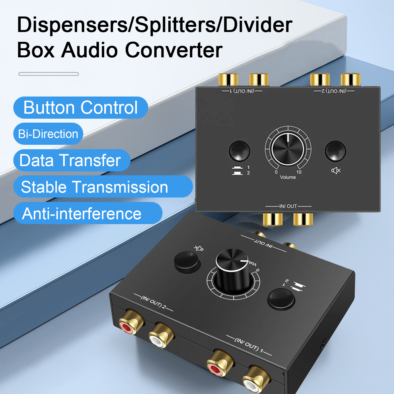 SUSUchens Converter 2 in 1 Out Bi-Direction Stable Transmission Button Control Anti-interference ...