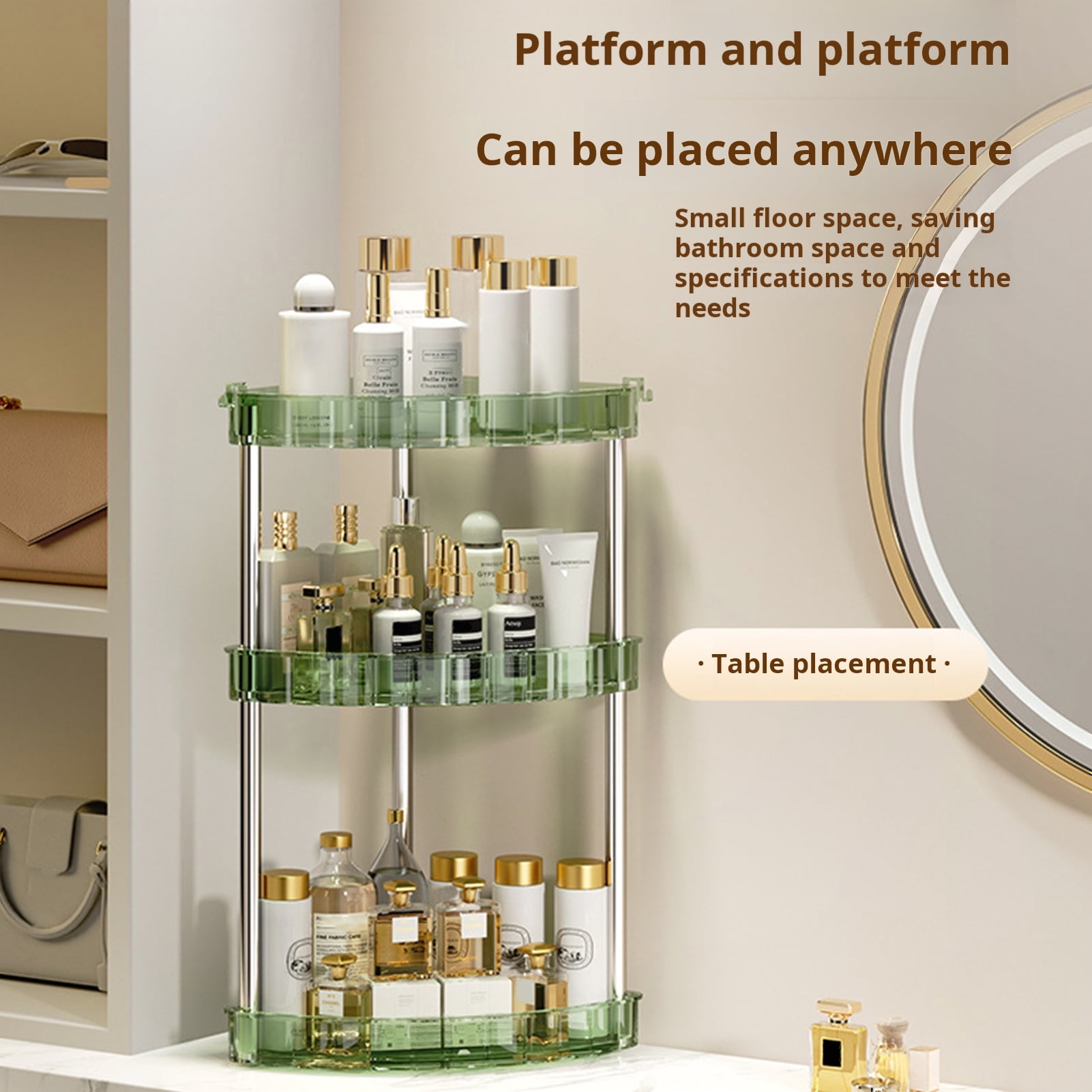SUSUchens Corner Bathroom Counter Organizer Storage Rack Large Capacity ...