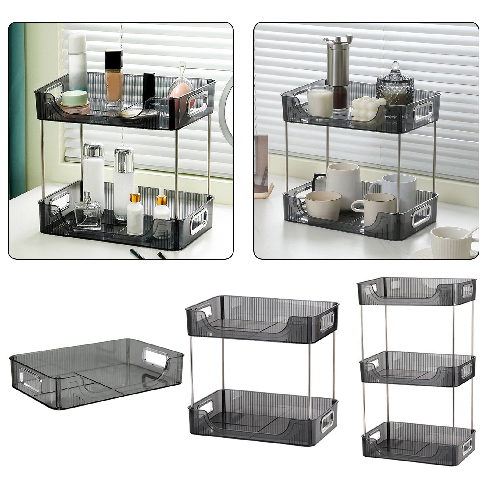 SUSUchens Cosmetic Storage Rack Transparent Large Capacity Detachable ...