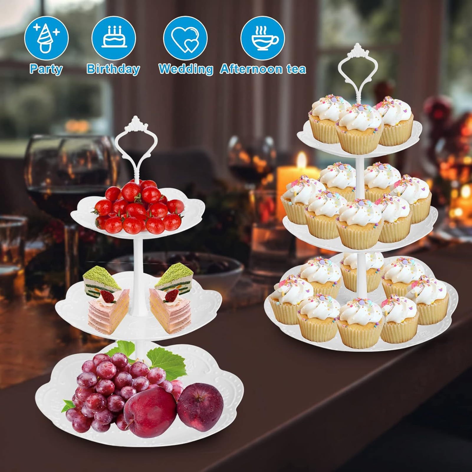 SUSUchens Cupcake Stand Tower Dessert Display Stand Three-Tiers Design ...