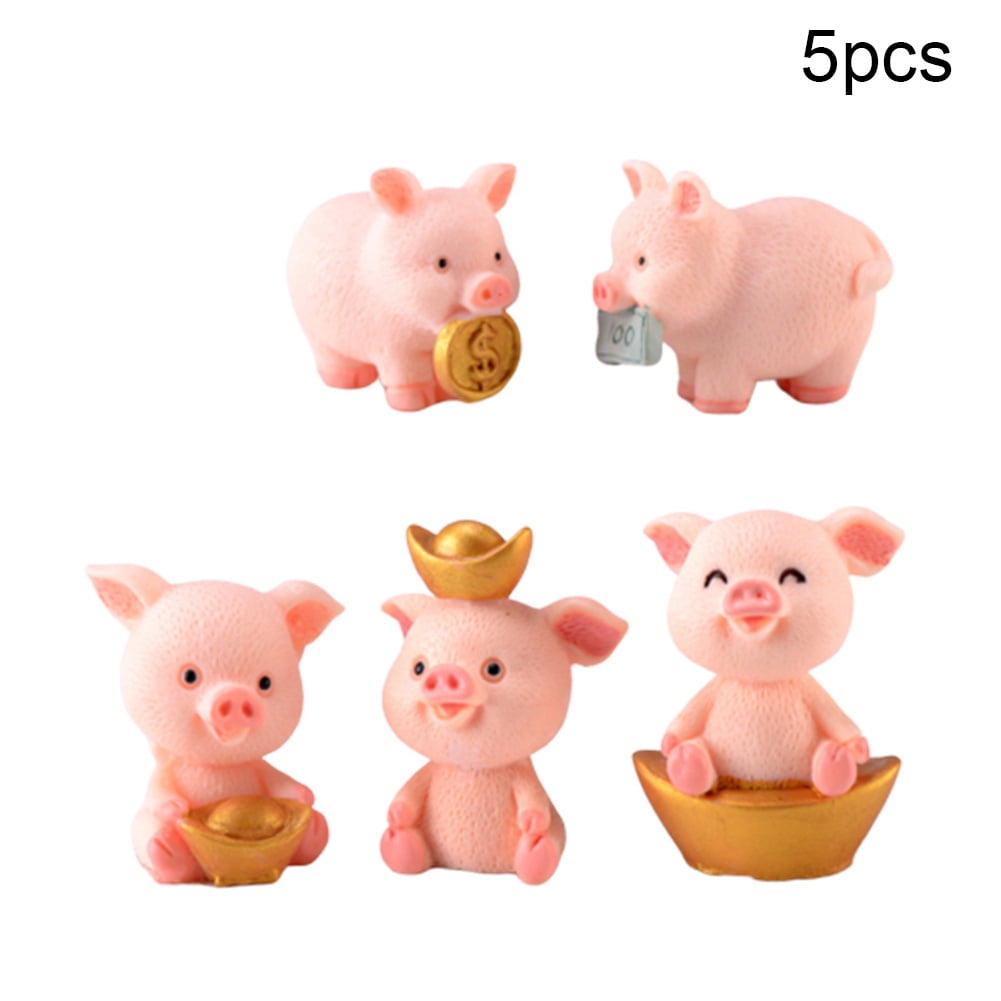 SUSUchens Cute Resin Money Lucky Pig Figurine Statue DIY Miniature ...