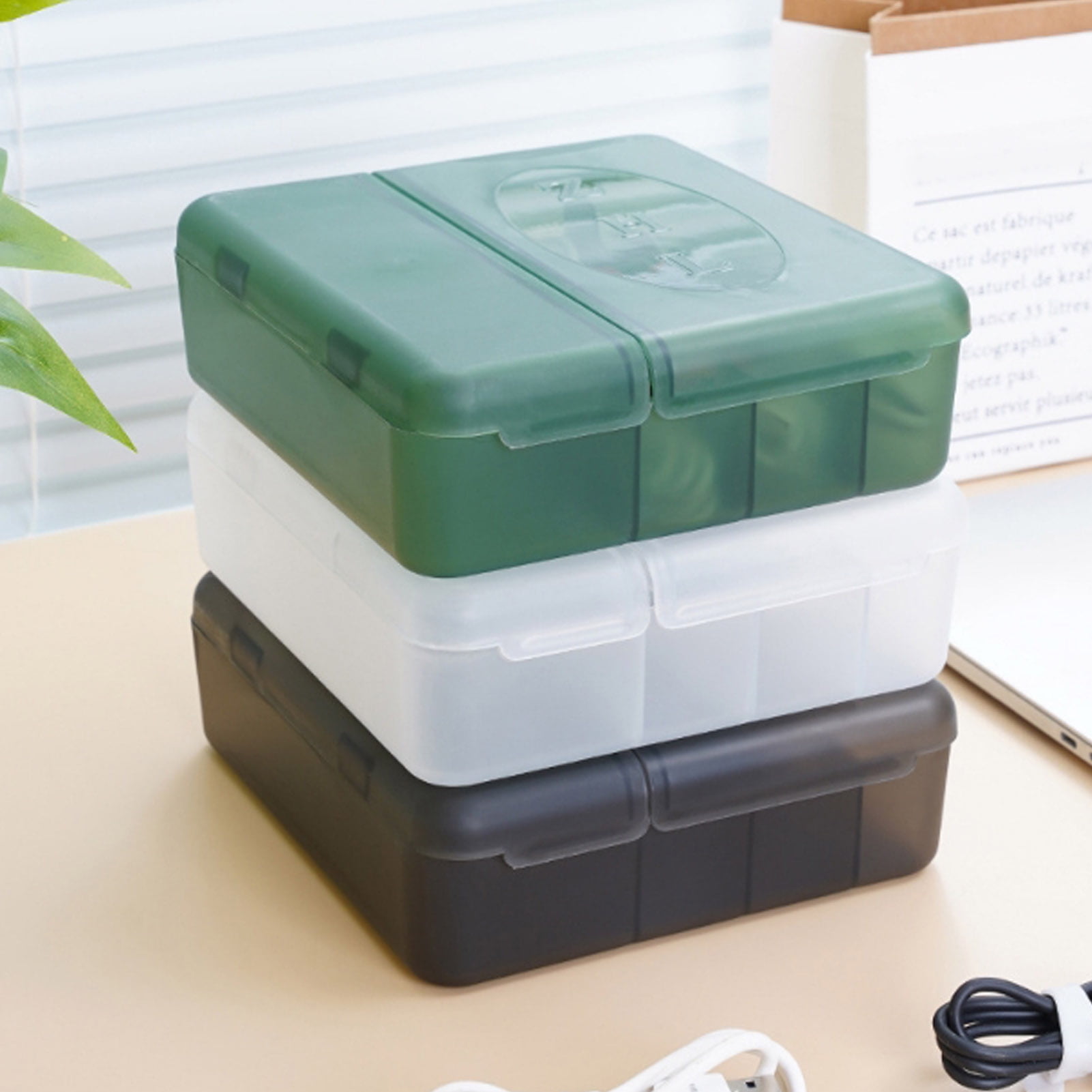 SUSUchens Data Cable Storage Box Adapter Wire Classification Multi ...