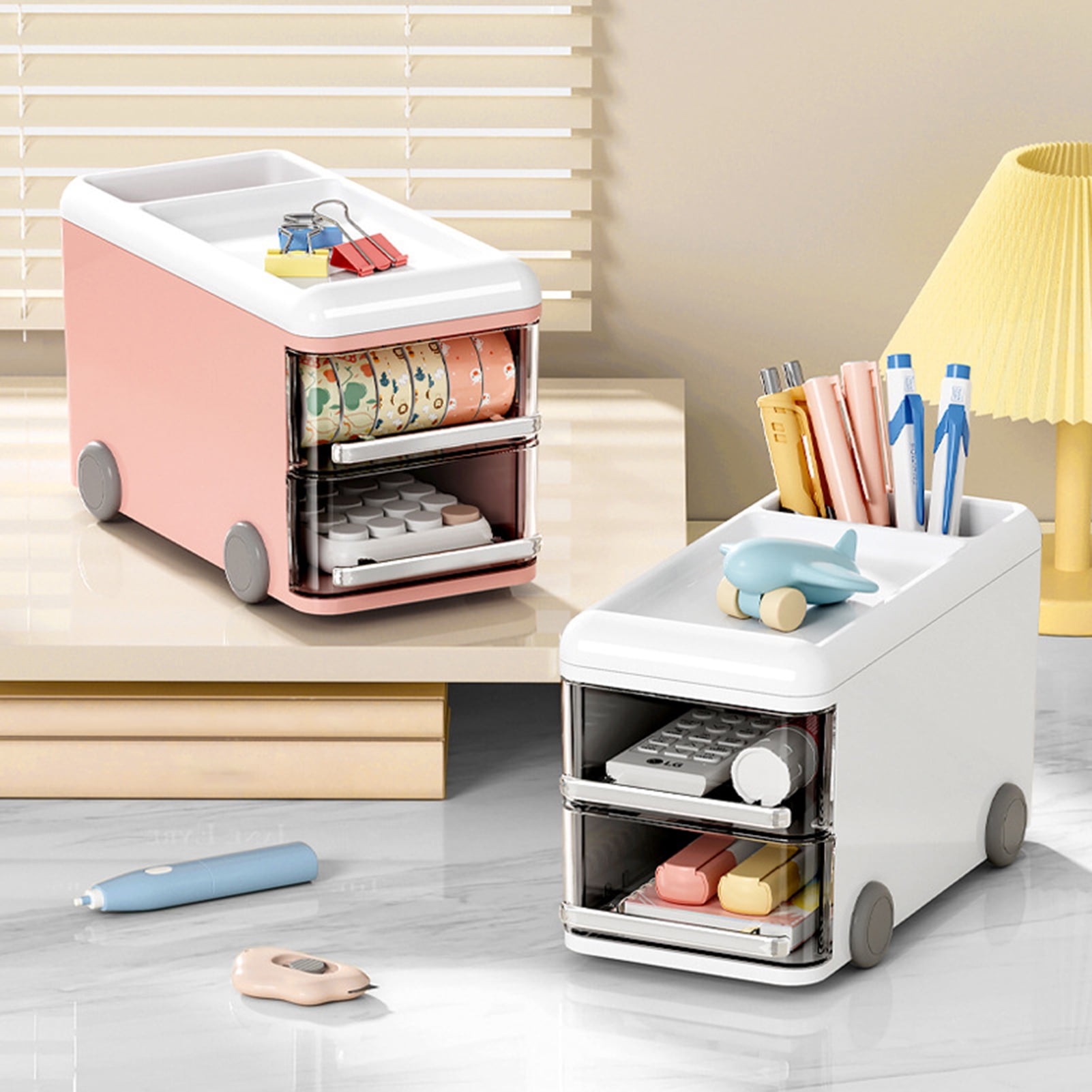 SUSUchens Desktop Storage Box Pull-out Clear Drawer Large Capacity Cute ...