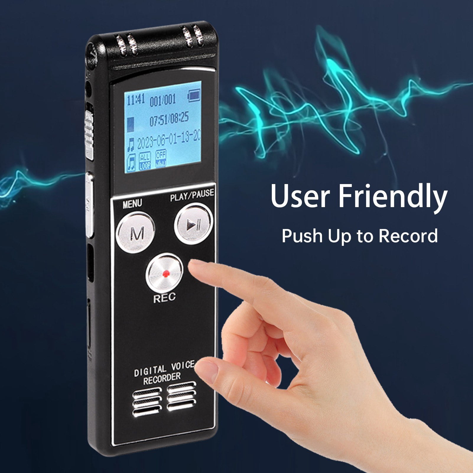 SUSUchens Digital Voice Recorder Multi-Language Support LED Screen ...