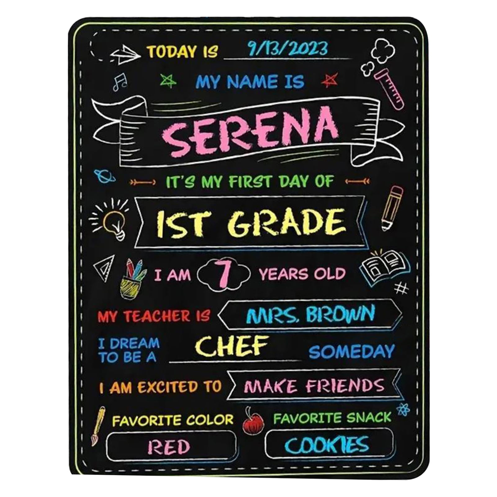 SUSUchens Display Board Double Sided Reusable First Day of School ...