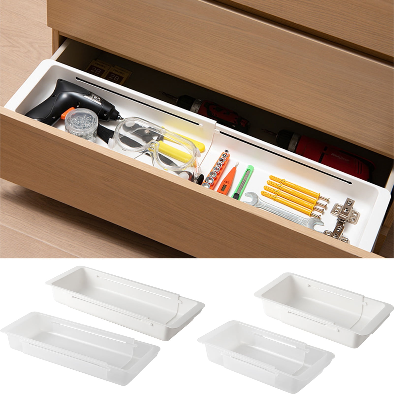 SUSUchens Drawer Storage Bin Retractable Large Capacity Multi-purpose ...