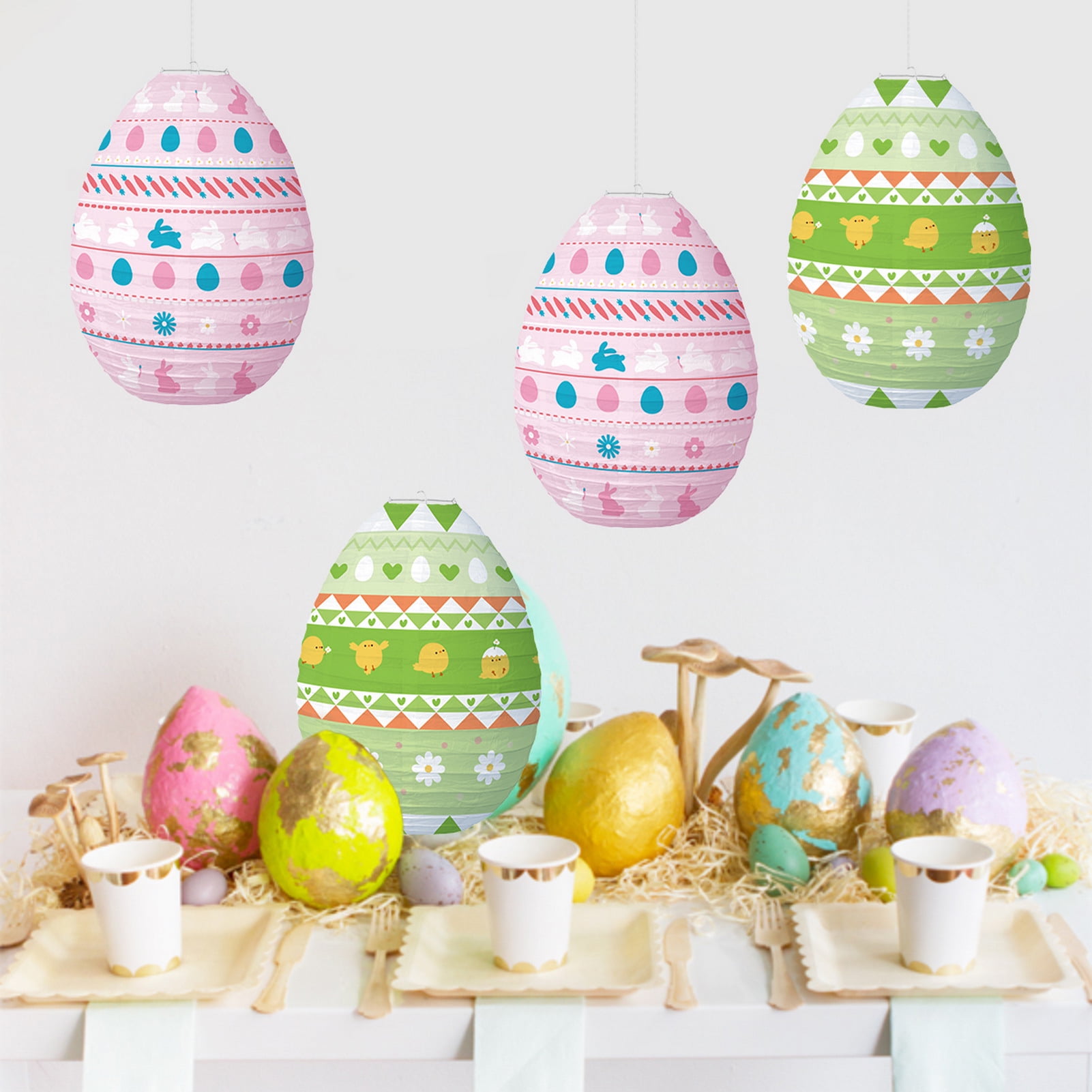 SUSUchens Easter Lantern Colorful Easter Egg Paper Lantern Cartoon ...