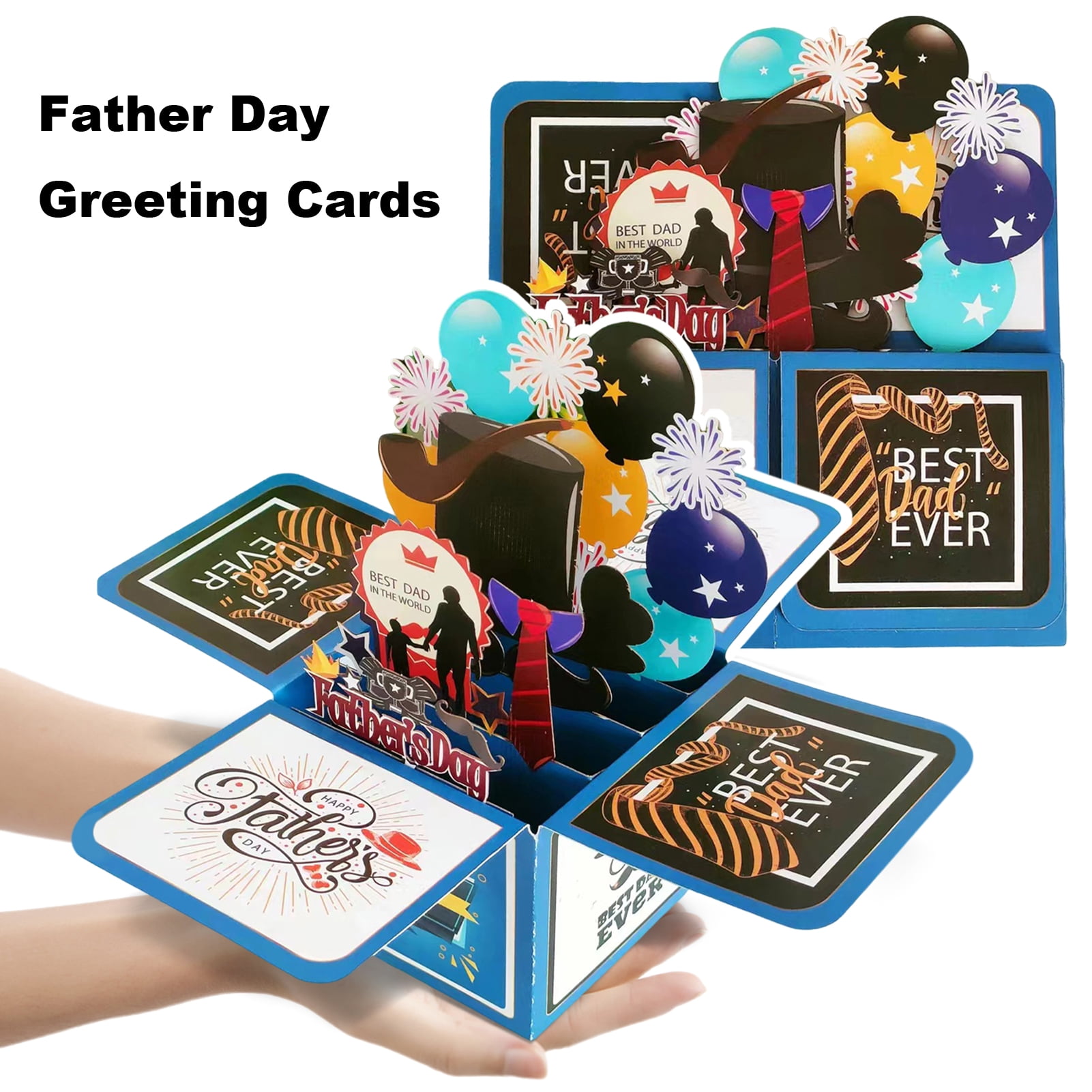 SUSUchens Father Day 3D Fly-out Box Greeting Card Best Dad Surprise ...
