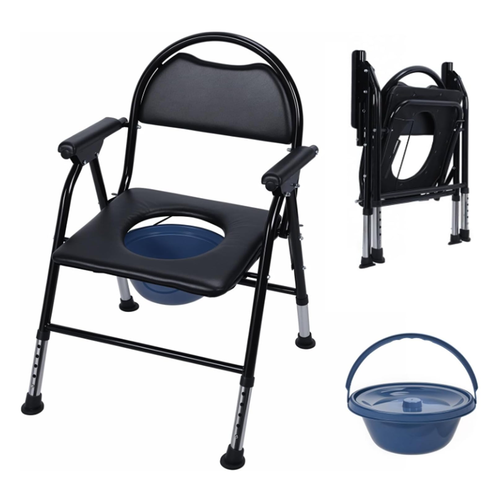 SUSUchens Folding Bedside Commode,Height Adjustable Portable Shower ...