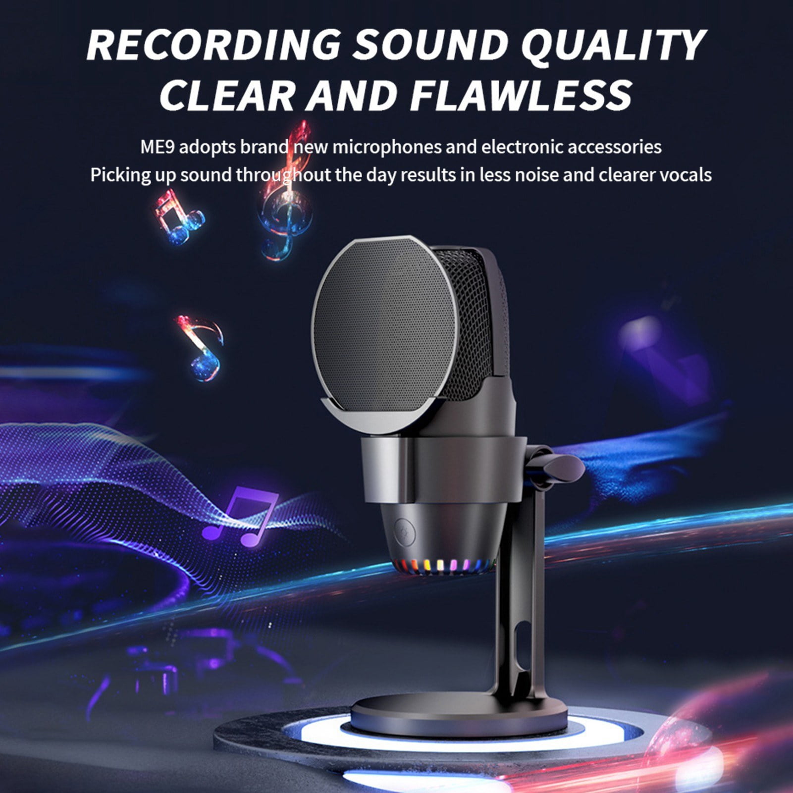 SUSUchens Gaming USB Microphone Dynamic RGB Lighting Effects Noise ...