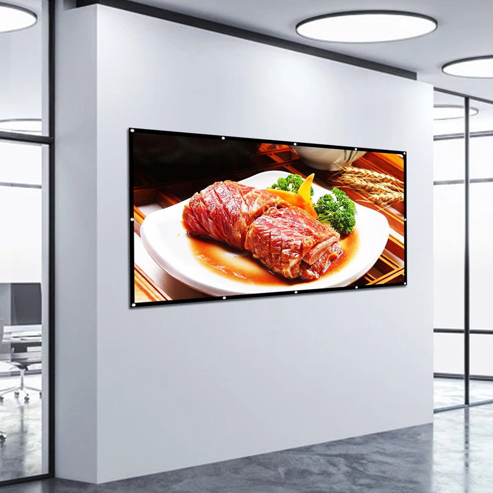 SUSUchens H100C Projector Screen Thick Simple Design Polyester 100 Inch ...