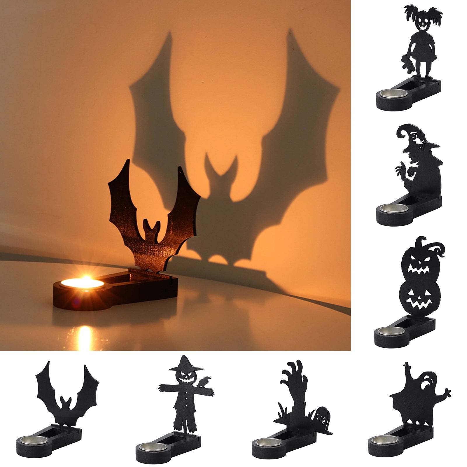 SUSUchens Halloween Candle Holder Unique Shadow Decor TeaLight Candle ...