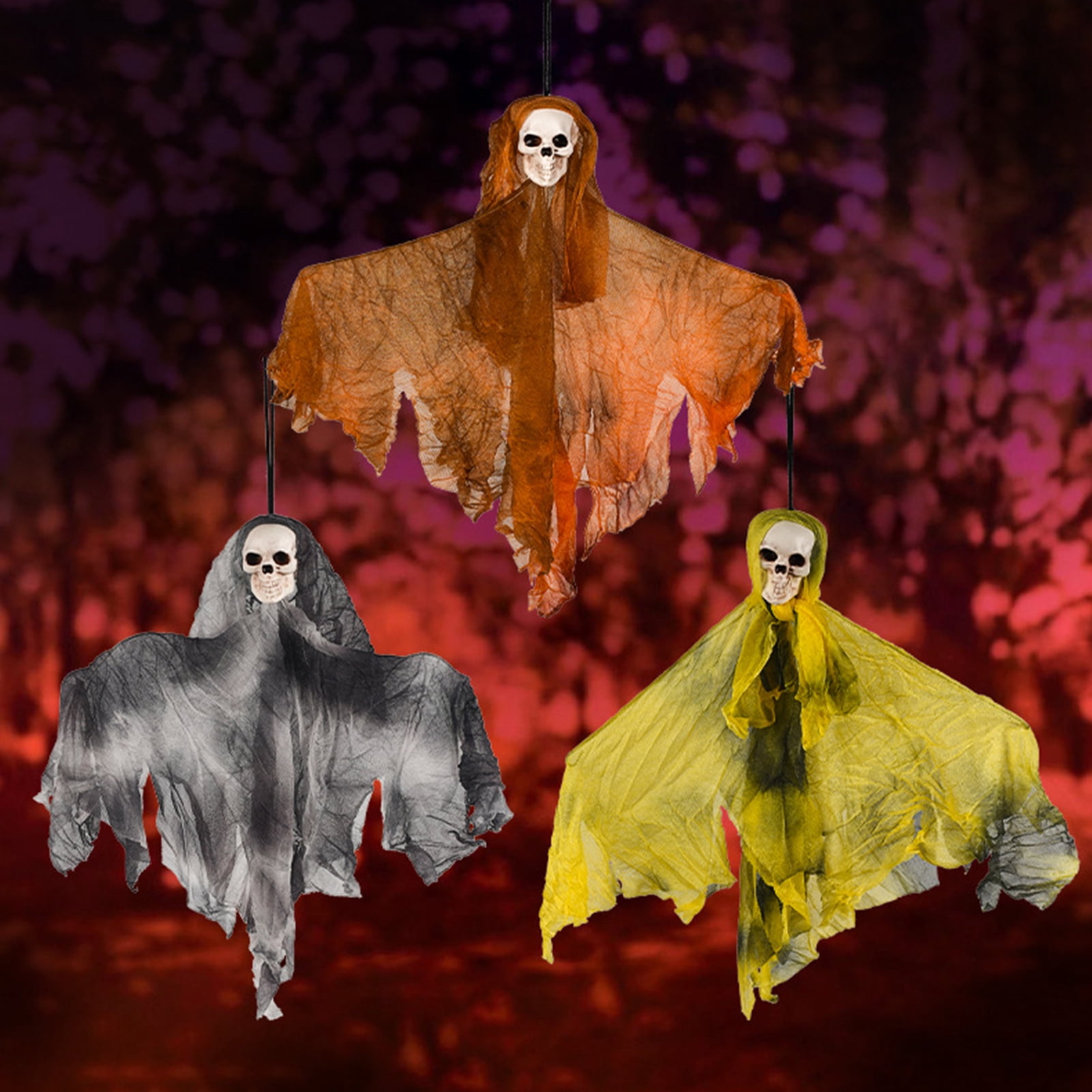 SUSUchens Halloween Hanging Decorations Spooky Skull Ghost Pendant ...