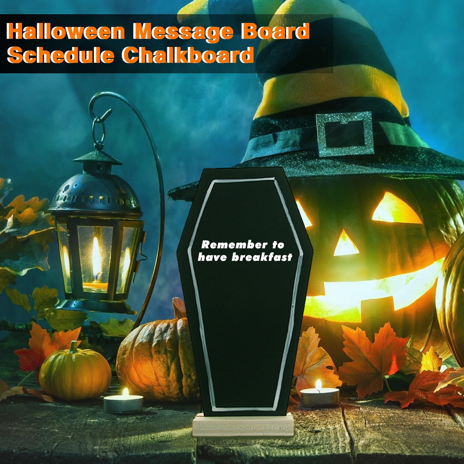SUSUchens Halloween Mini Black Coffins Letter Board Ornament Display ...
