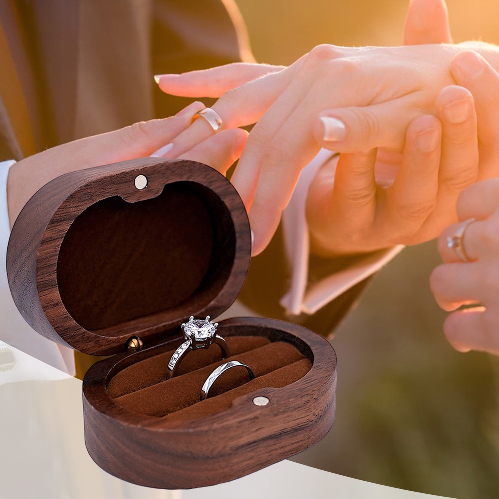 SUSUchens Handmade Wooden Rustic Ring Box Clear Lid Wedding Ring ...