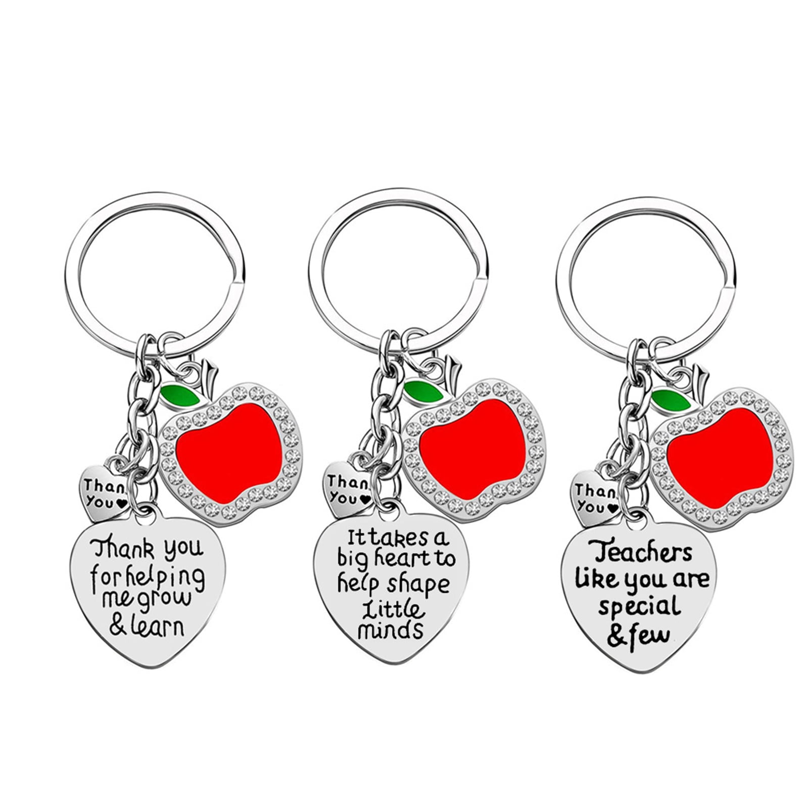 SUSUchens Heart Decor Letter Print Pendant Keychain Shiny Rhinestones ...