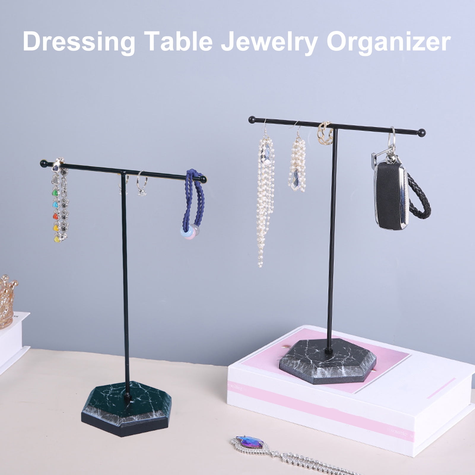 SUSUchens Jewelry Display Holder T-shape Marble Base Modern Heavy Duty ...