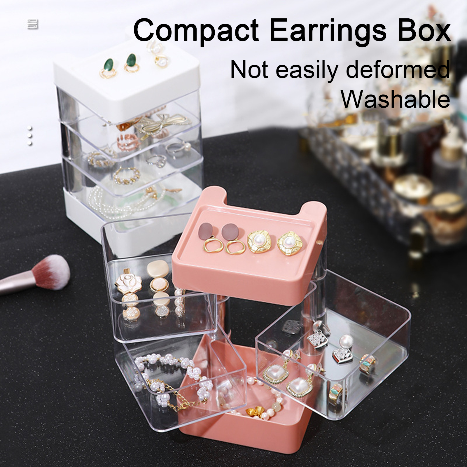 SUSUchens Jewelry Storage Box Multi-compartments Dustproof Transparent ...