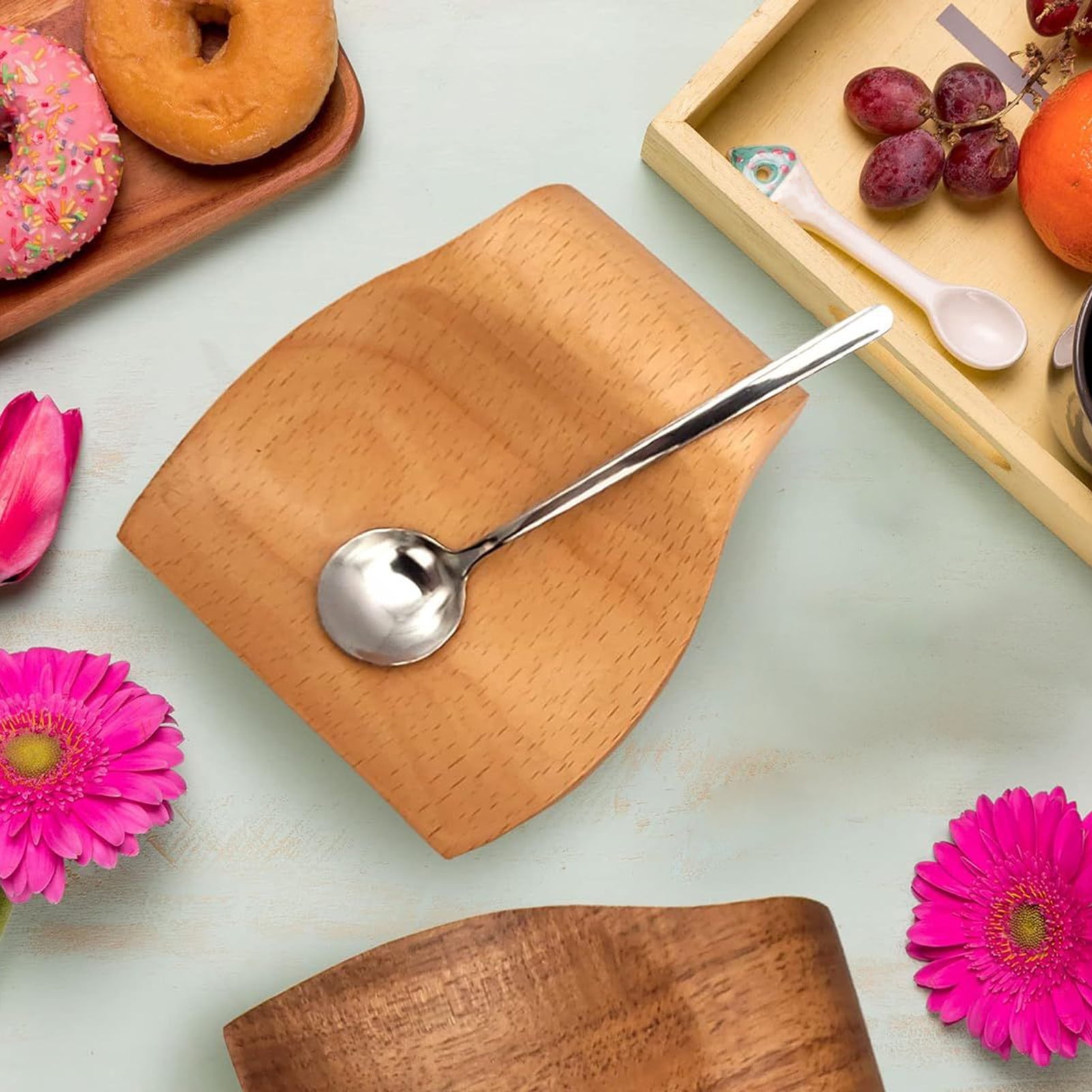 SUSUchens Kitchen Wooden Spoon Rest Food Grade Wooden Utensil Holder ...